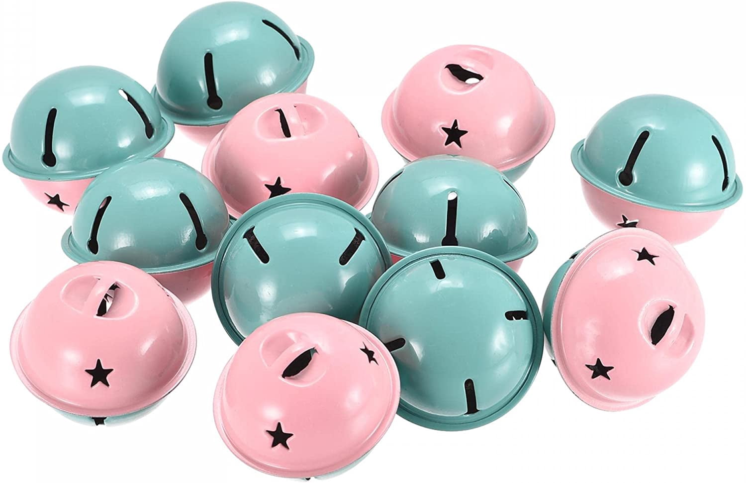 Jingle Bells, 64pcs 40mm Colorful Craft Christmas Jingle Bell with Star ...