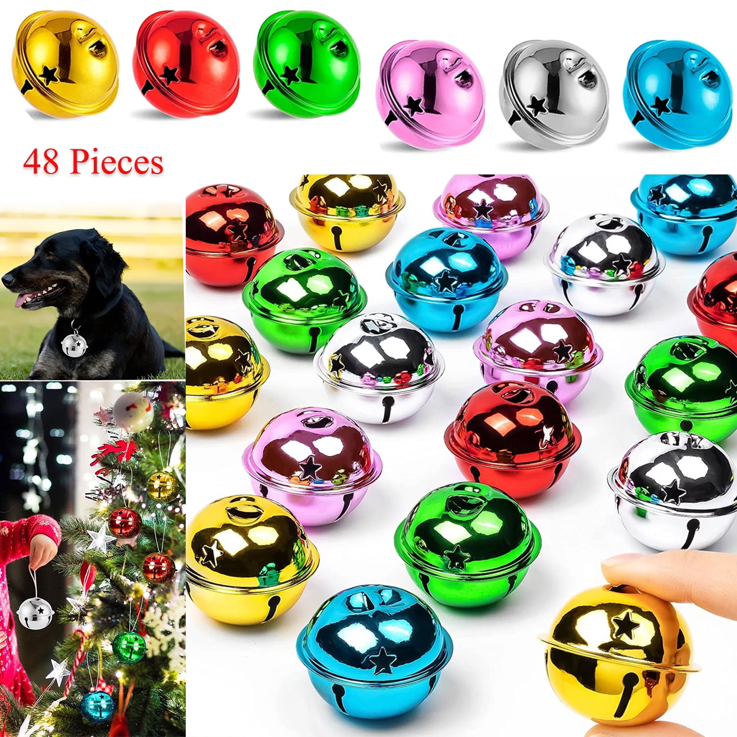 Jingle Bells for Crafts, 1.6 Inch Large Multicolored Jingle Bells Bulk ...