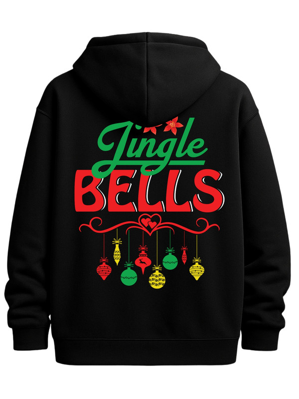 Jingle Bells Hoodie hoodies Christmas men machine washable black Comfy ...