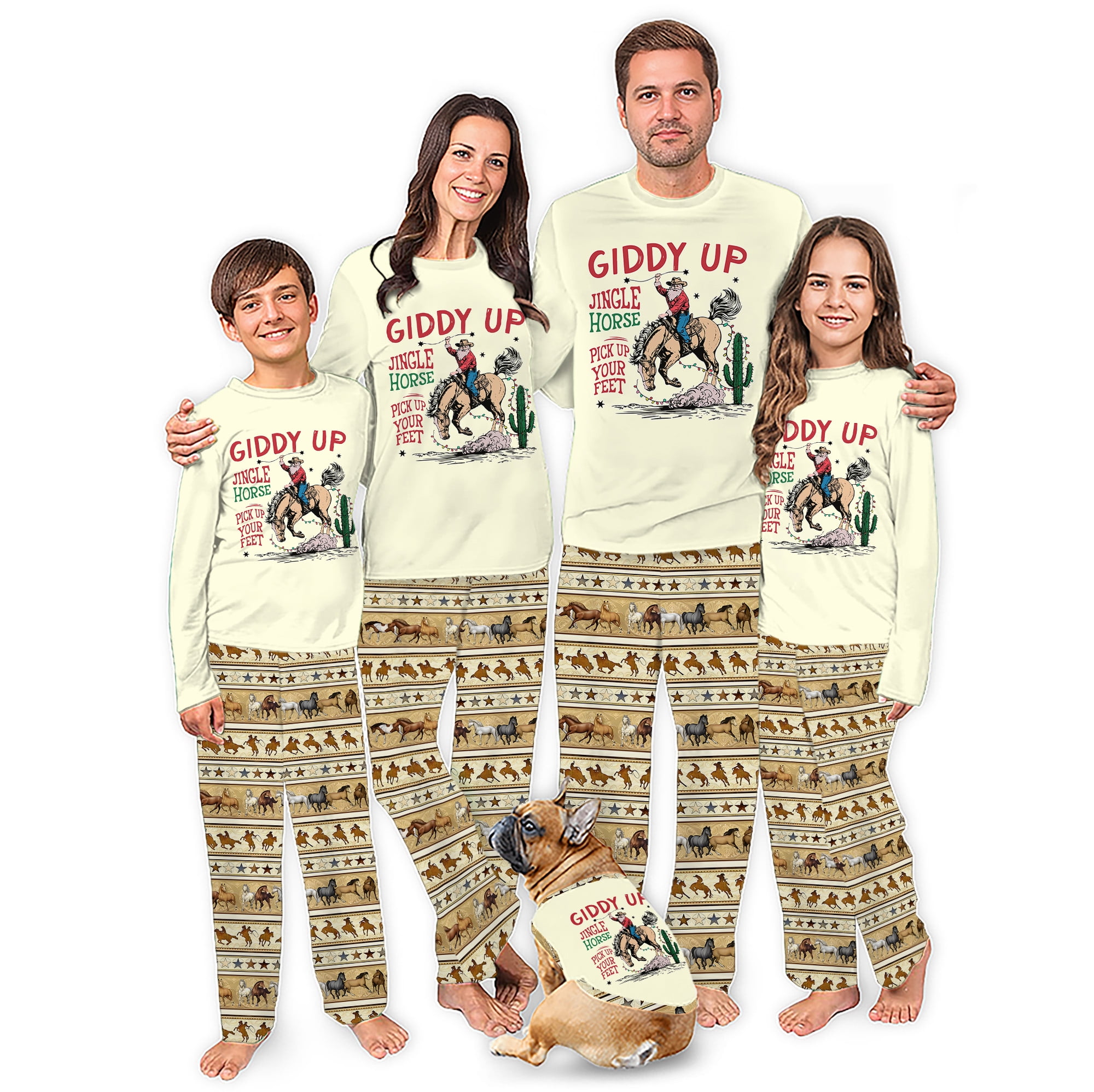Jingle Horse Family Christmas Pjs Matching Sets, Santa Western Pajama ...