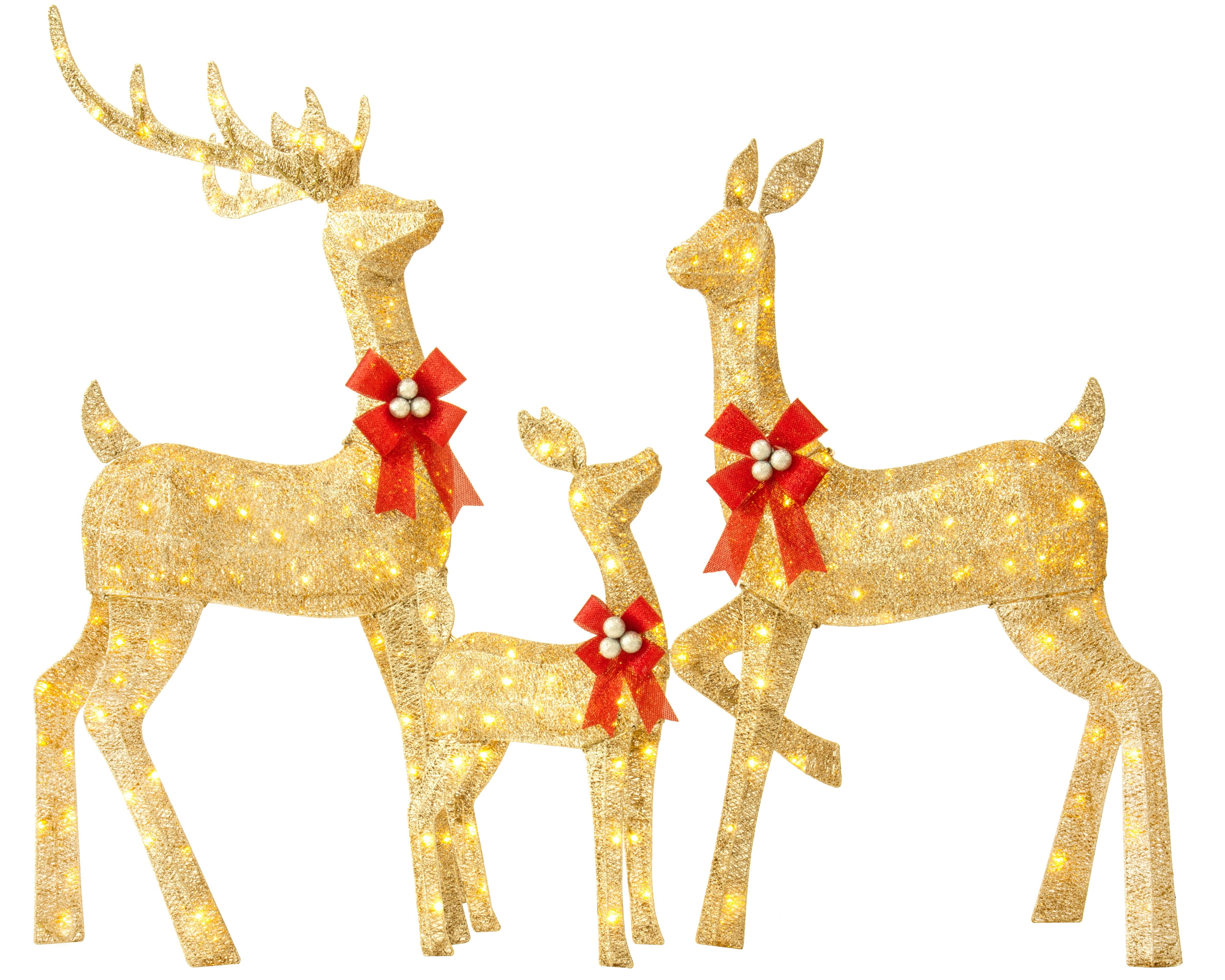 Jingle Joy Xmas 3-Piece Lighted Outdoor Reindeer Set - 5Ft family Decor ...