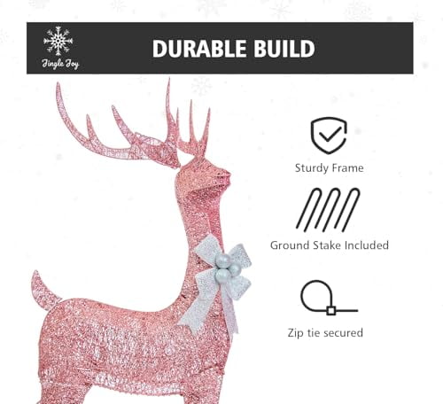 Jingle Joy 5ft Twinkle Lighted Outdoor Deer Set with LED Lights – 3 ...