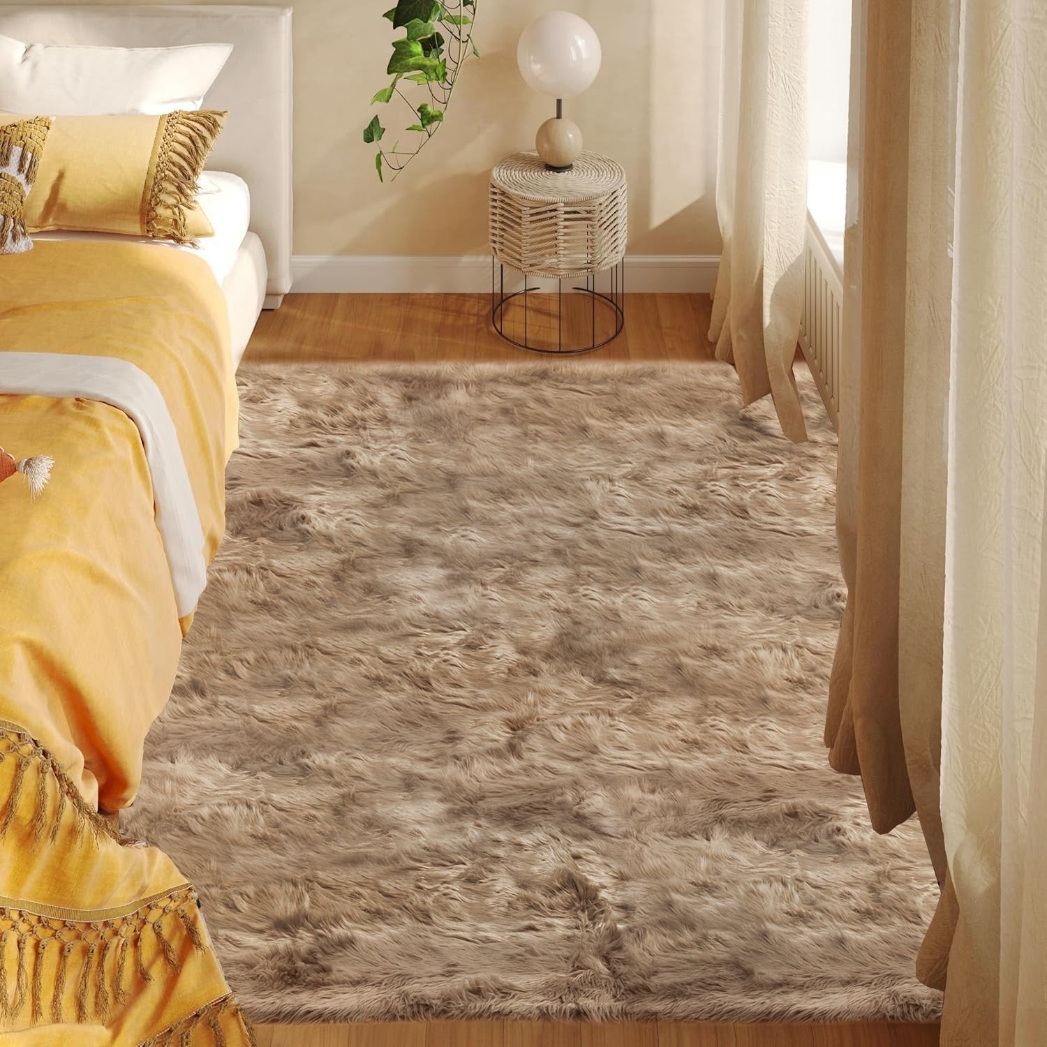 Jingle bears 3x4 Rug Faux Fur Area Rug Light Brown Fluffy Fuzzy Plush ...