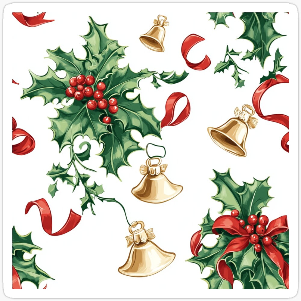 Jingling Bells And Holly Leaves Sticker Kir-1515 - Walmart.com