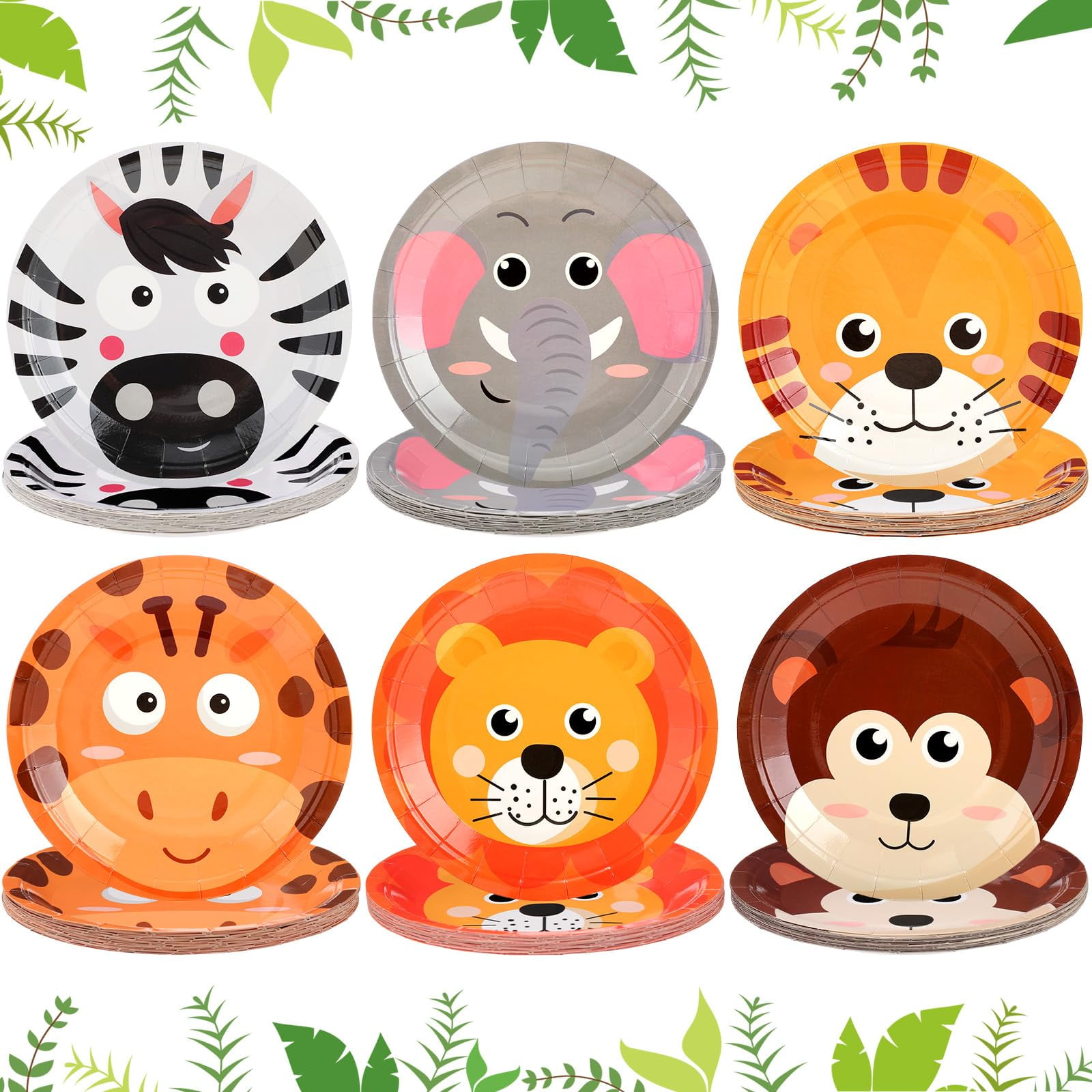 Jingmore 120 Pcs 7 STF9 Inch Jungle Safari Party Plates Disposable ...