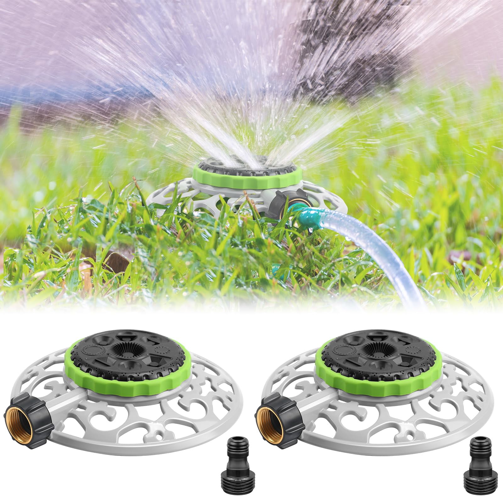 Jingmore 2 Pcs 8 Pattern Stationary Water Sprinkler Turret Pattern ...