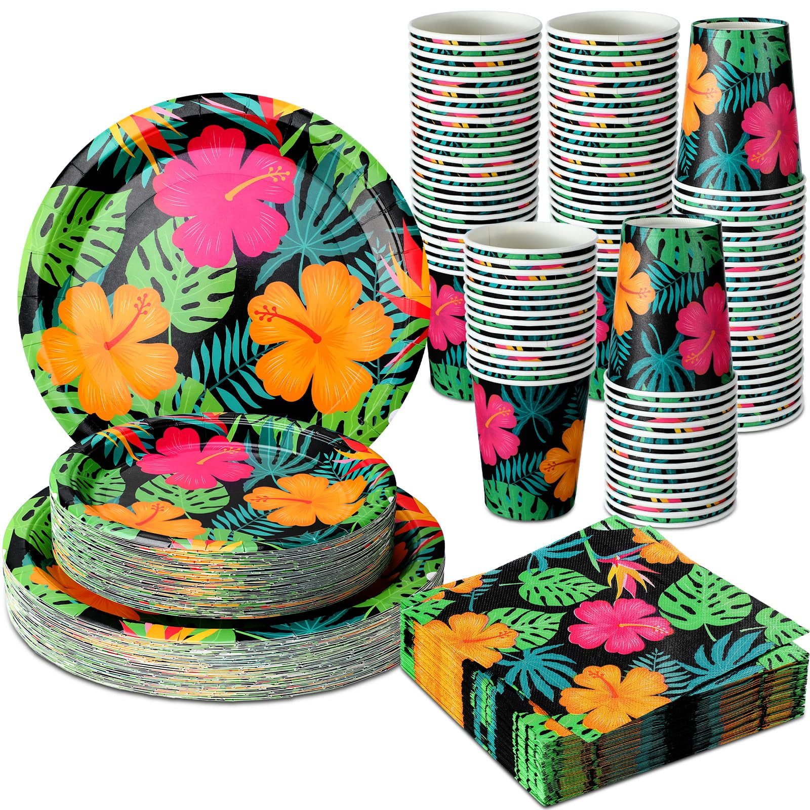 Jingmore 200 Pcs Tropical Nights Hawaiian AFN1Aloha Party Supplies ...