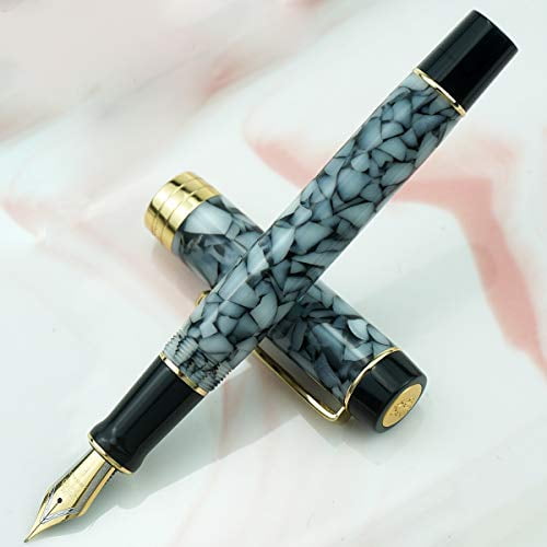Jinhao 100 Classic Fountain Pen Gray Marble Celluloid, Extra Fine Nib ...