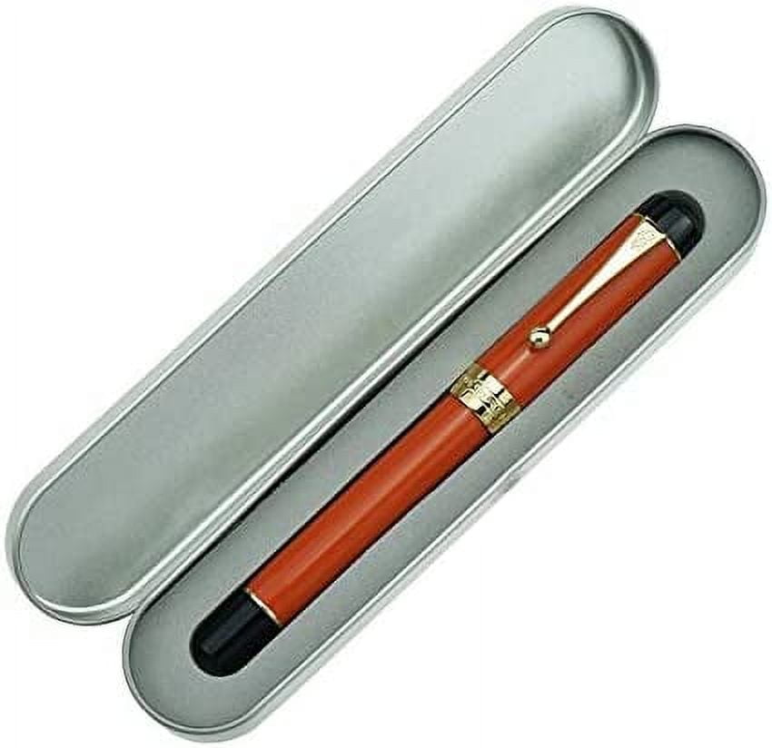 Jinhao 100 Classic Fountain Pen Orange Red Celluloid, Fine Nib with ...