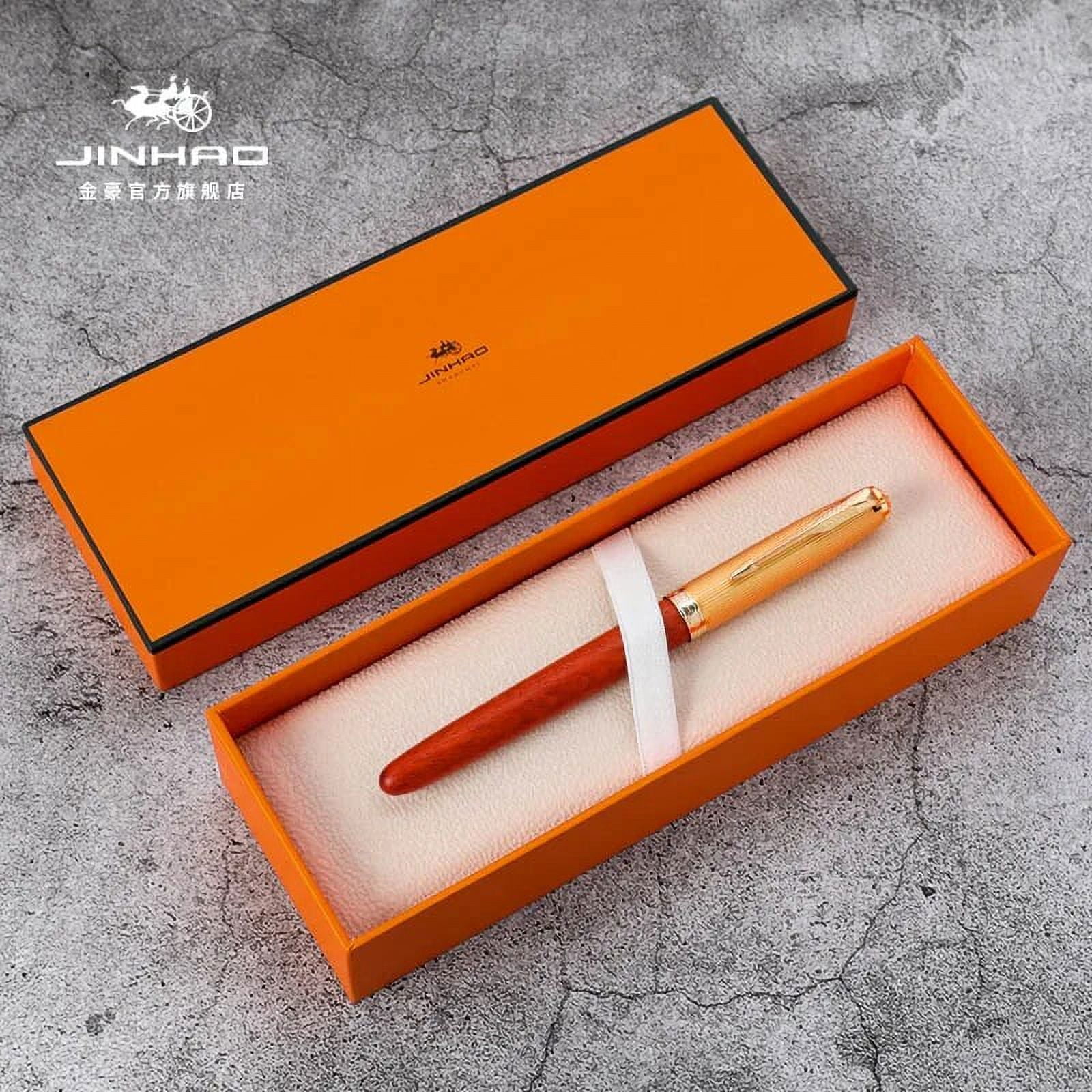 Jinhao 85 Metal/Wood Fountain Pen Golden Cap Extra Fine Nib 0.5mm Ink ...