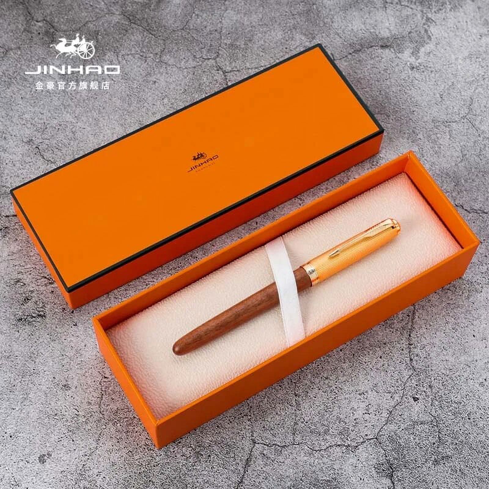 Jinhao 85 Metal/Wood Fountain Pen Golden Cap Extra Fine Nib 0.5mm Ink ...