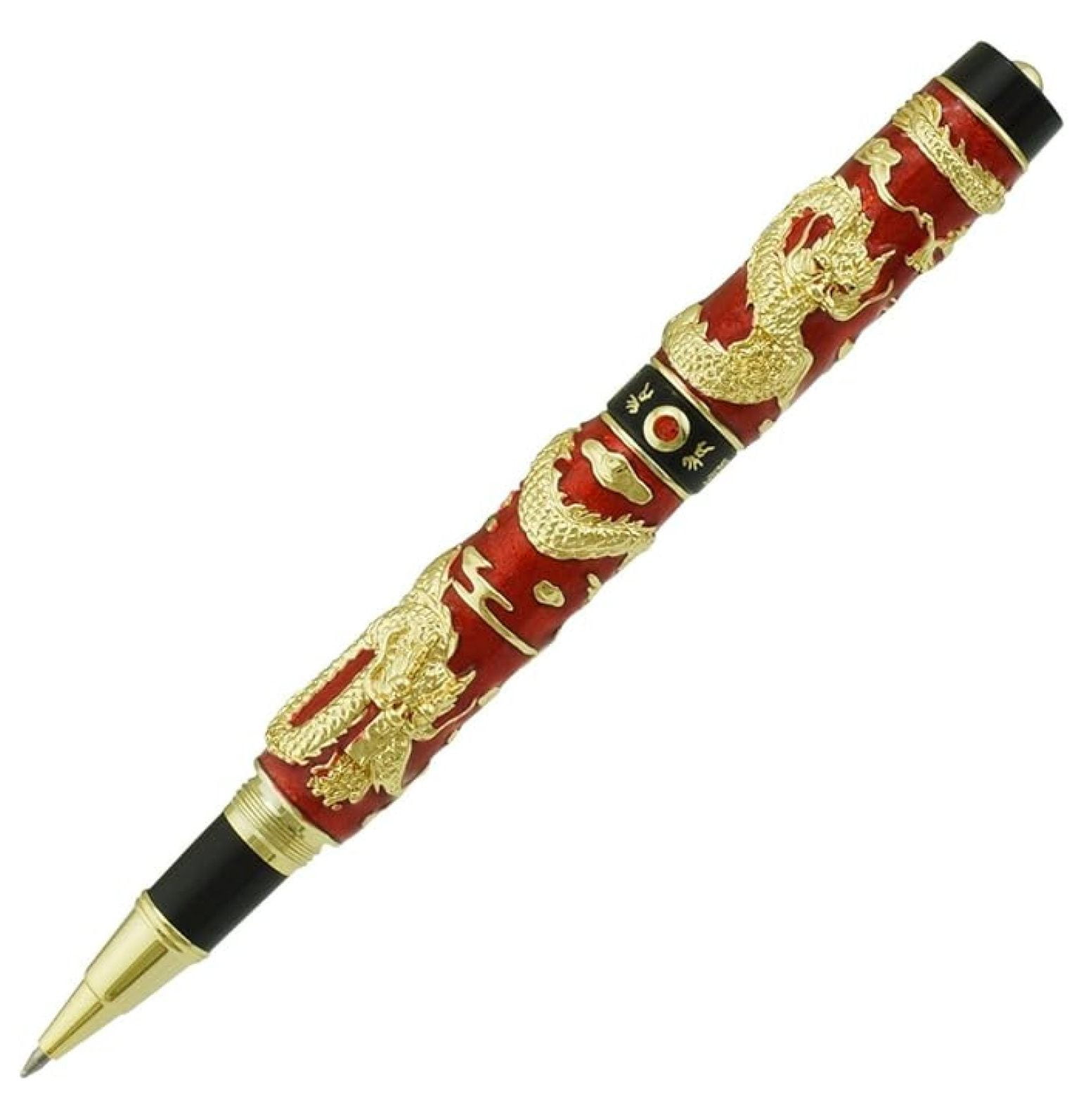 Jinhao Double Dragon Rollerball Pen Red Cloisonne Enamel Handcraft for ...