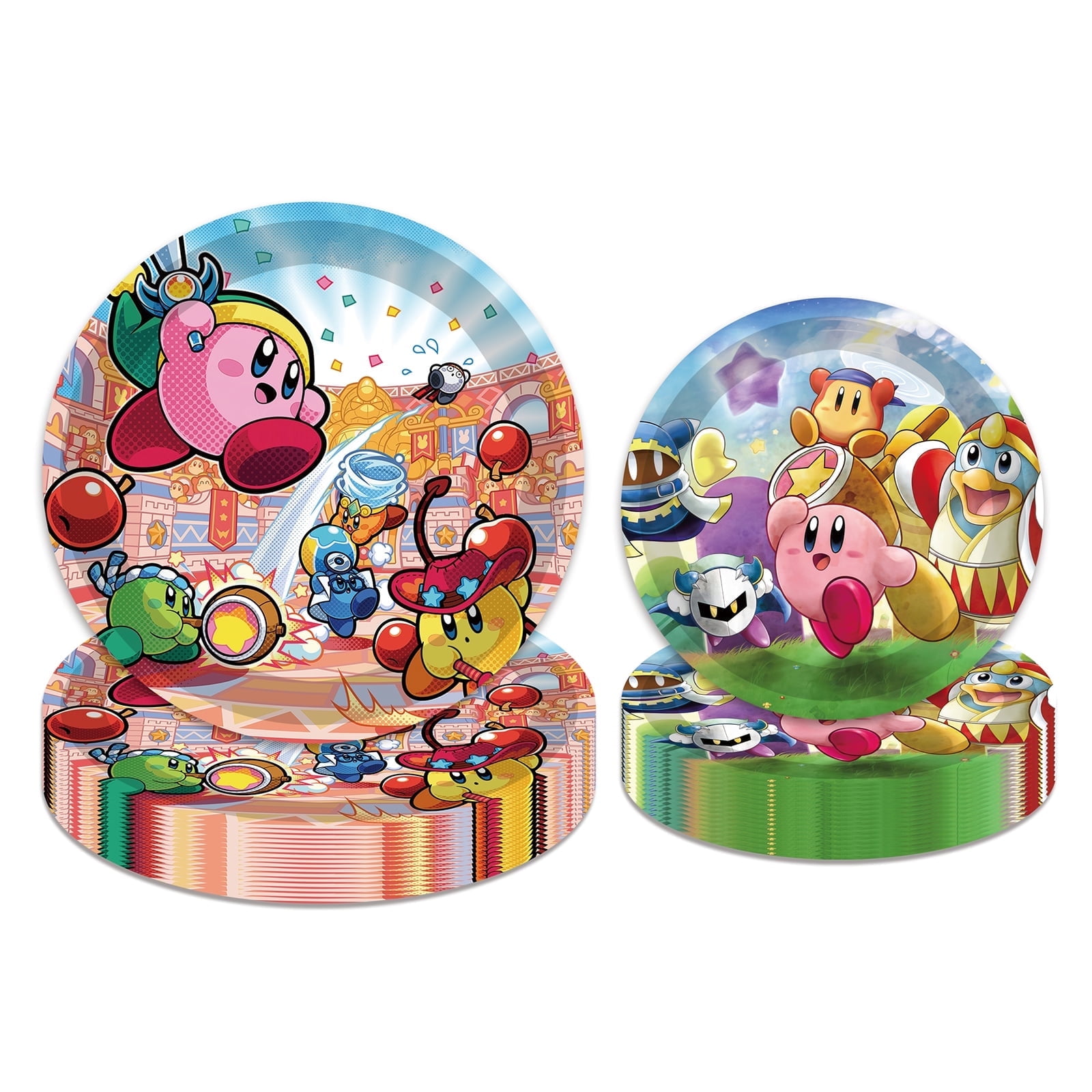 Jinhe Star Kirby Party Plates 40-Count 9-Inch and 7-Inch Star Kirby ...