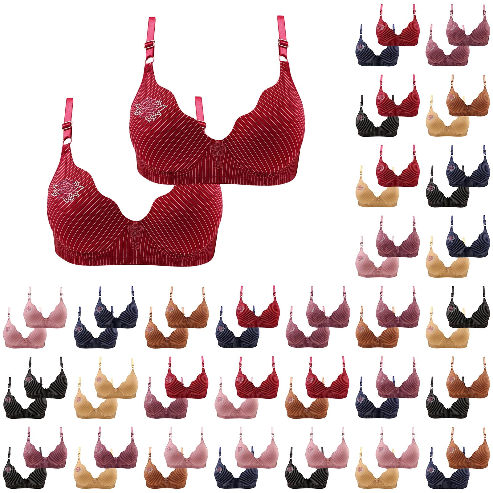 Jinhomg 2 Pack Wireless Bras for Women Everyday Comfort Push-up ...