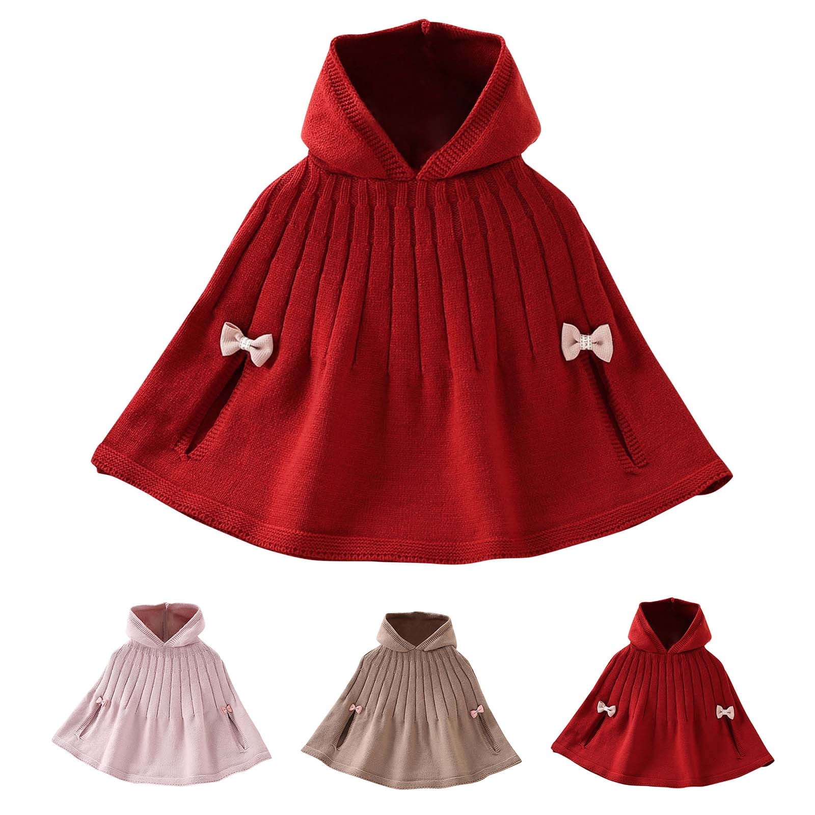 Jinhomg Baby Girl Cloaks Soft Warm Knitted Poncho Toddlers Hooded Cape ...