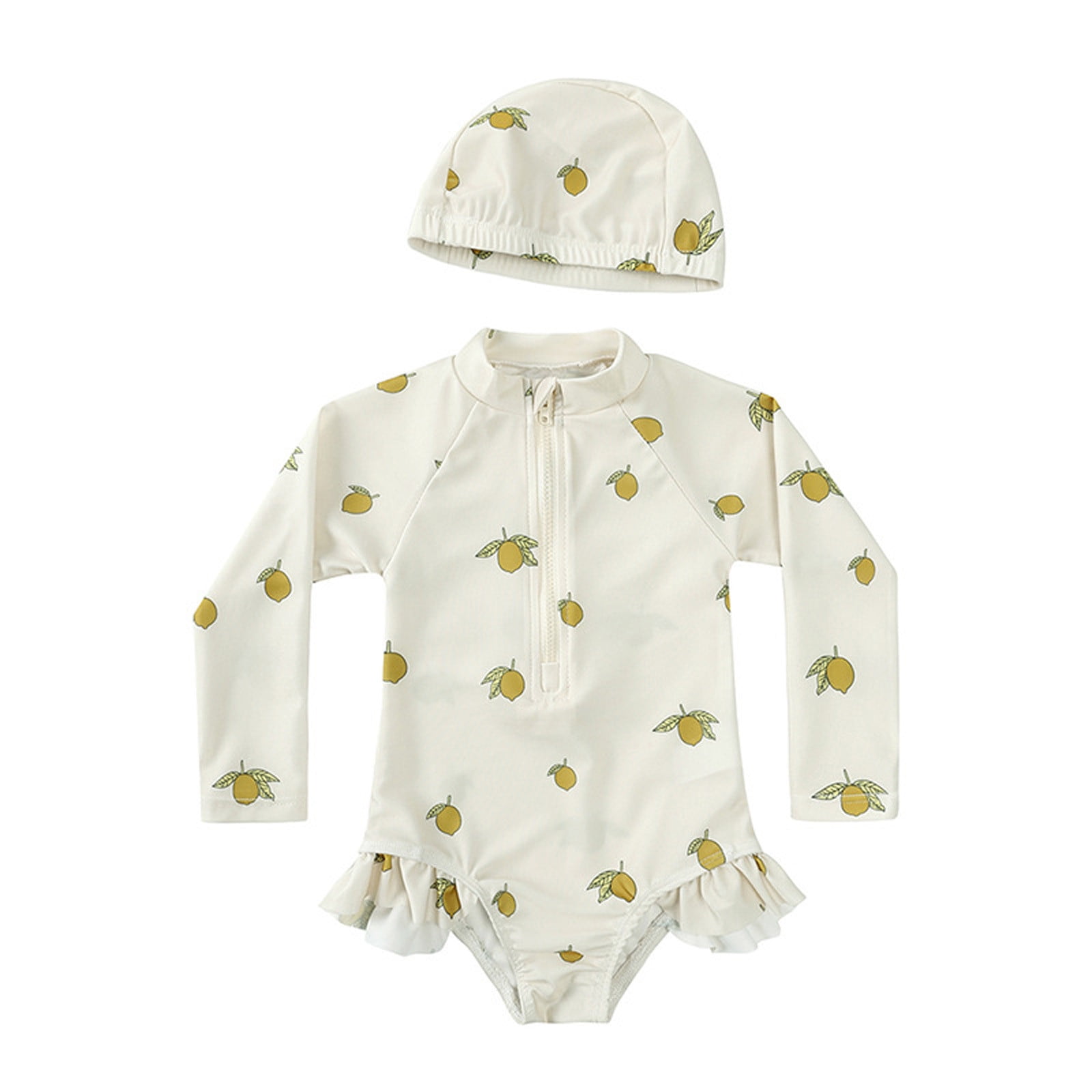 Jinhomg Baby Kids Swimsuits 2 Piece Cute Floral Print Bathing Suits Rash Guard Long Sleeve One ...