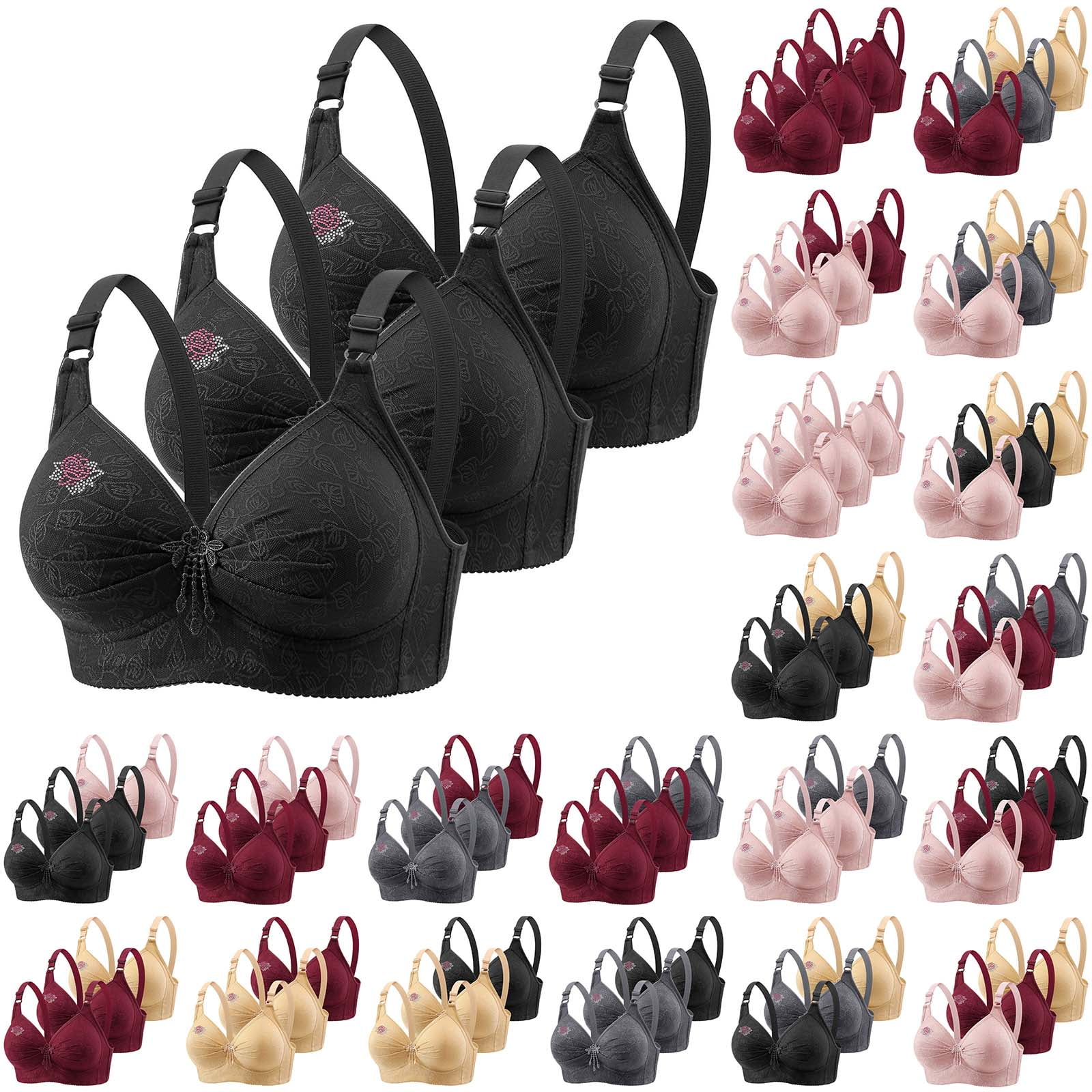 Jinhomg Bras for Women 3 Pack Women's All Day Comfort Bra Full Figure ...