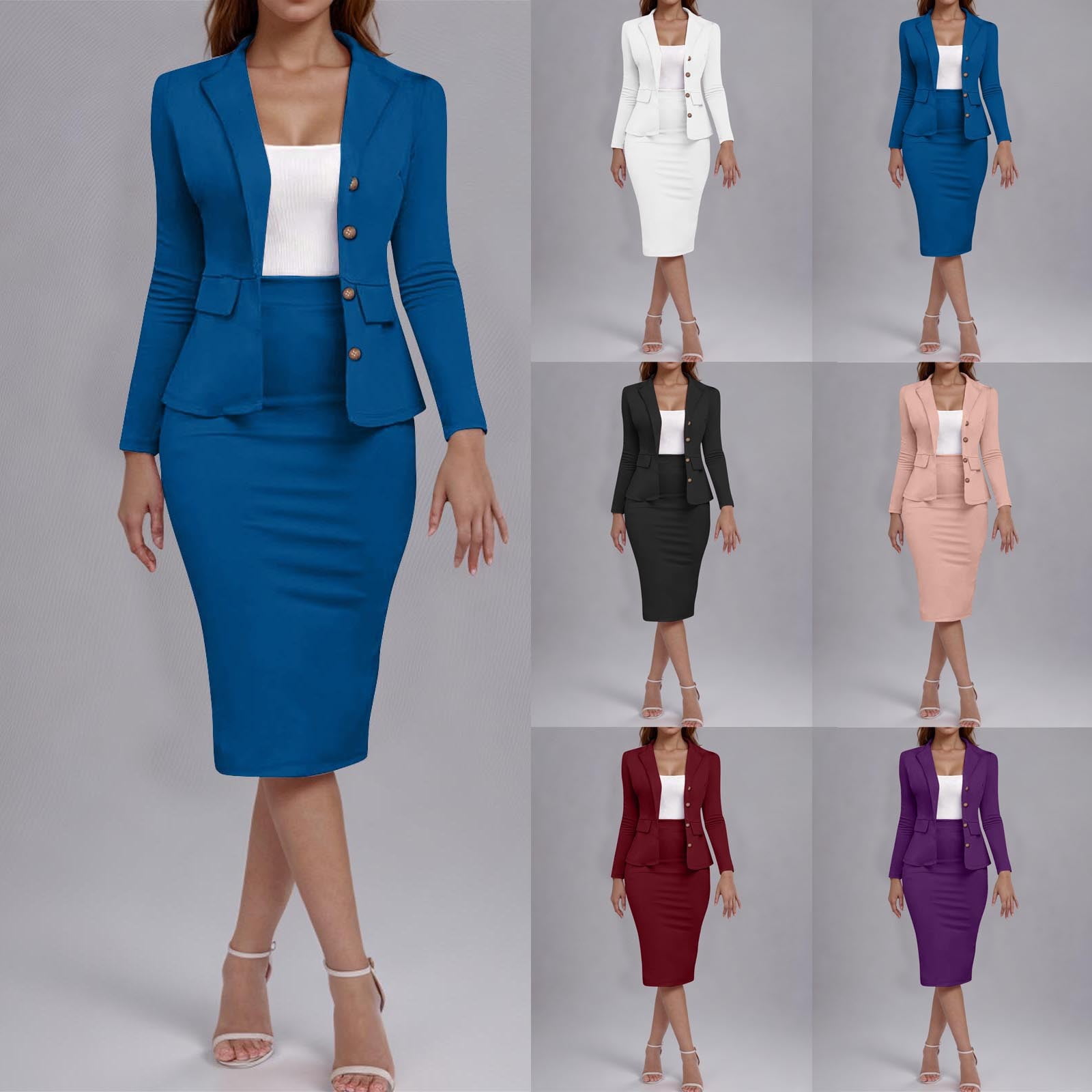 Jinhomg Business Suits for Women formal Open Front Office Jacket with ...