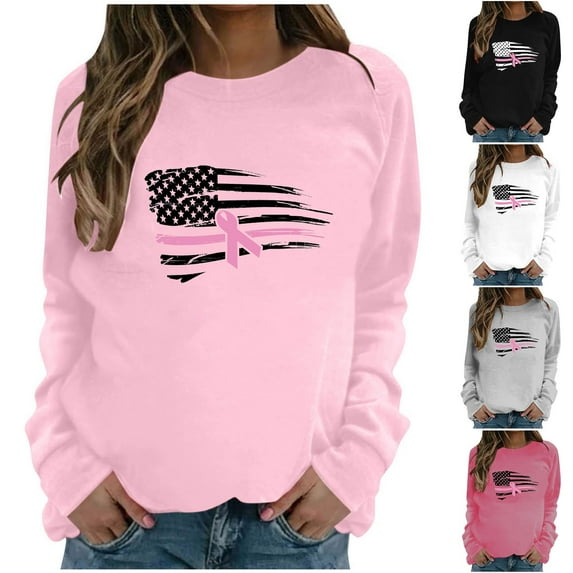 Jinhomg Cancer Awareness T Shirts for Women Inspirational Pink Ribbon ...