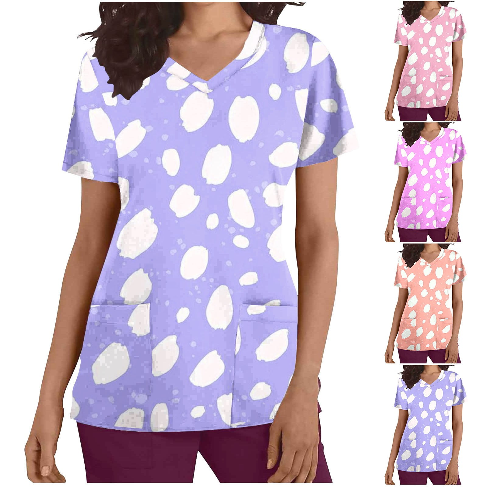 Jinhomg Casual Scrub Shirt for Women 2025 Fashion Floral Print Nursing ...