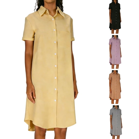 Jinhomg Casual Shirt Dress for Women Lightweight Summer Sundresses ...