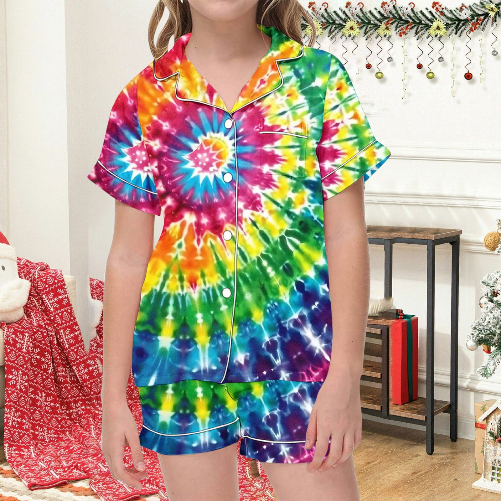Jinhomg Casual Summer Pajamas for Kids 2 Piece Soft Comfy Satin Lounge ...