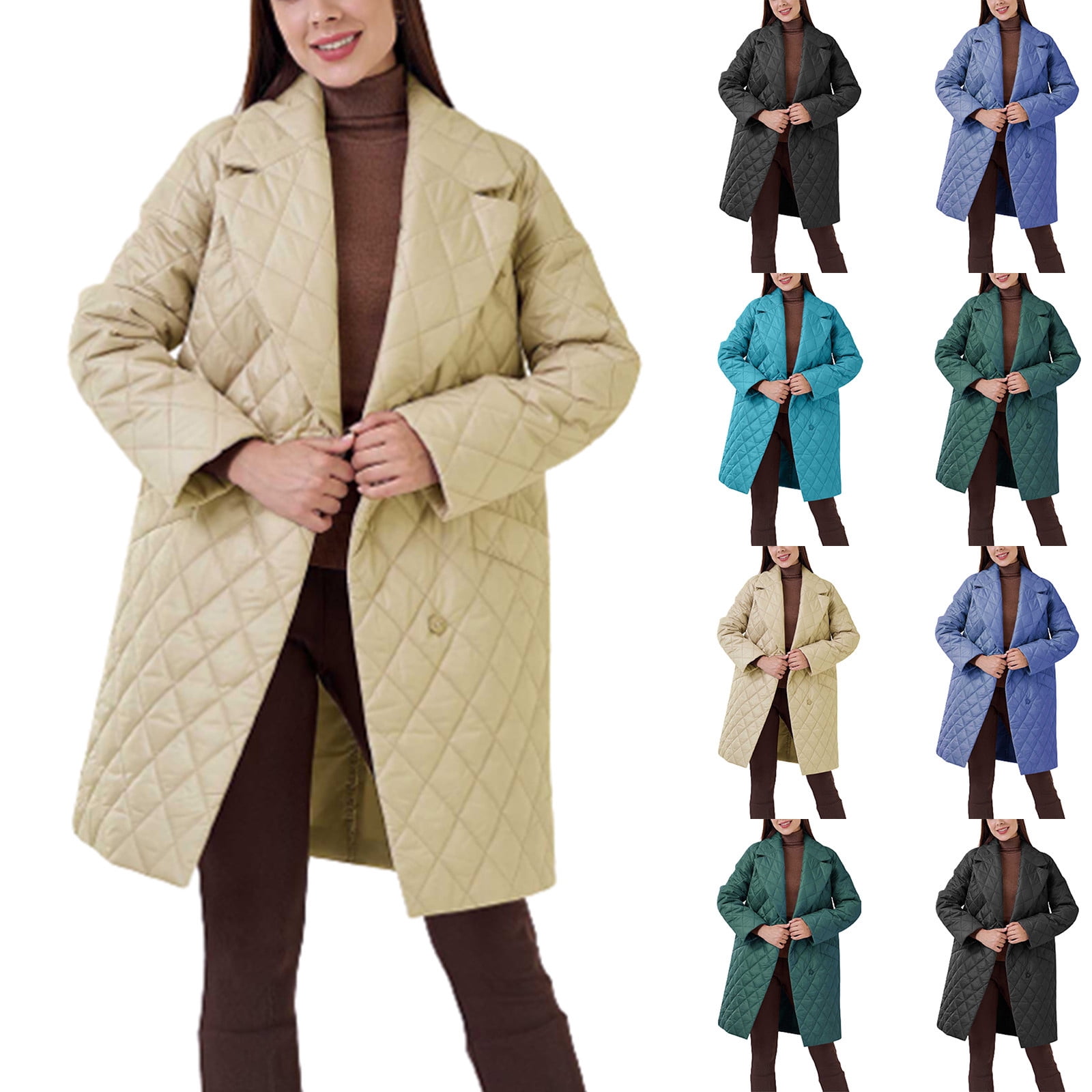 Jinhomg Cotton Puffer Coat for Women Fall Winter Thermal Open Front ...