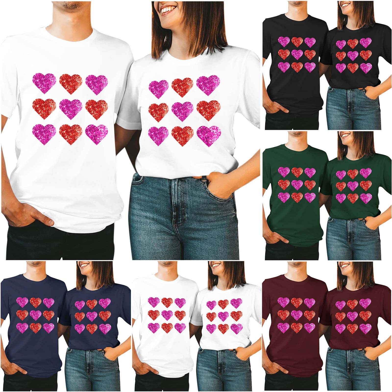Jinhomg Couples Matching Shirts Mens Valentine's Day Heart Graphic Tees ...