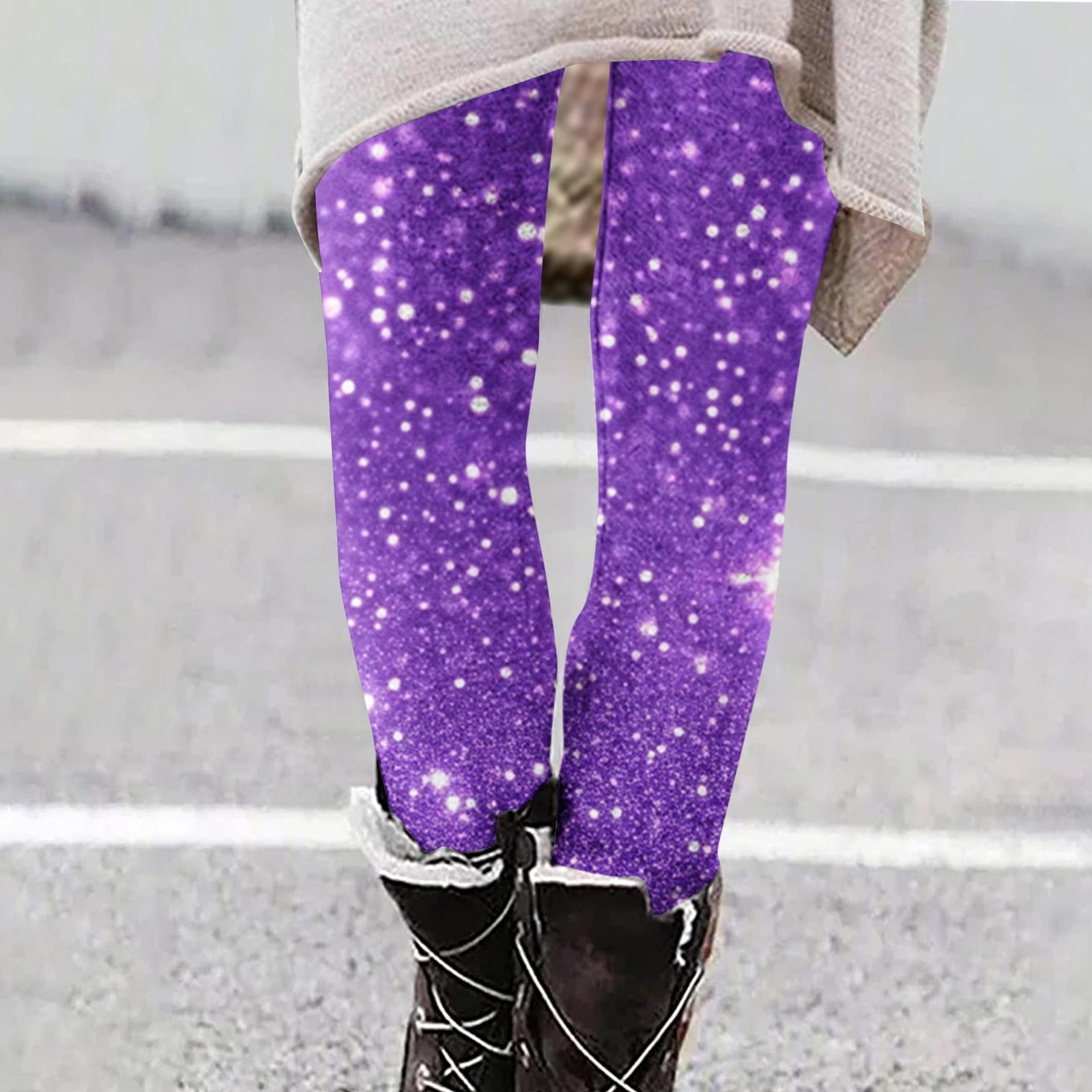 Jinhomg Cute Leggings for Women 2025 Sparkle Fancy Sequin Print Yoga ...