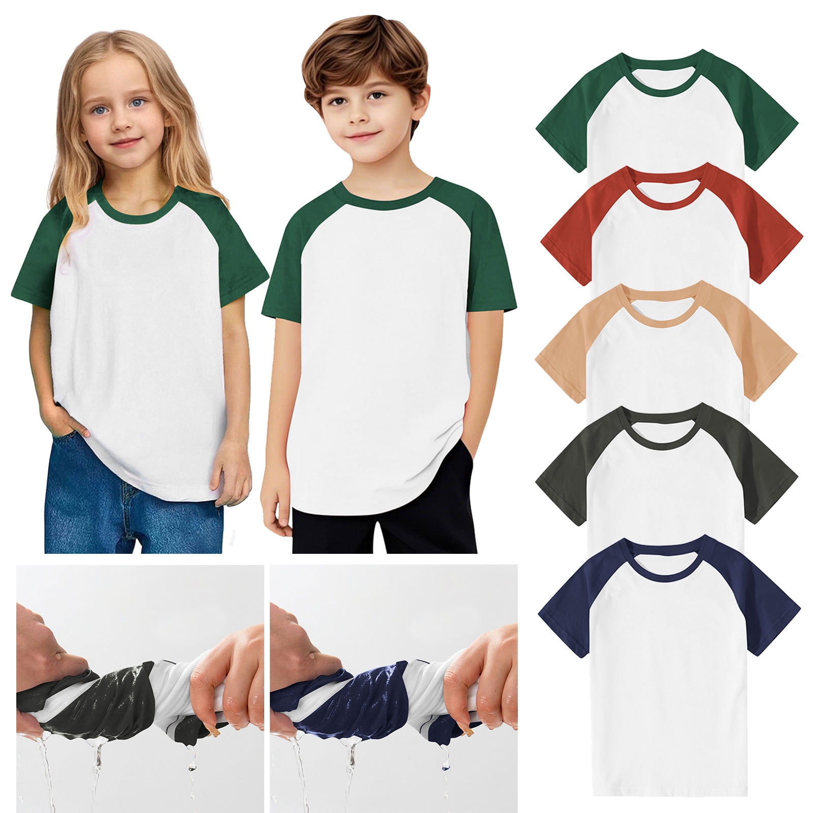 Jinhomg Cute Summer Tops for Kids Trendy Raglan Sleeve Crew Neck Tees ...