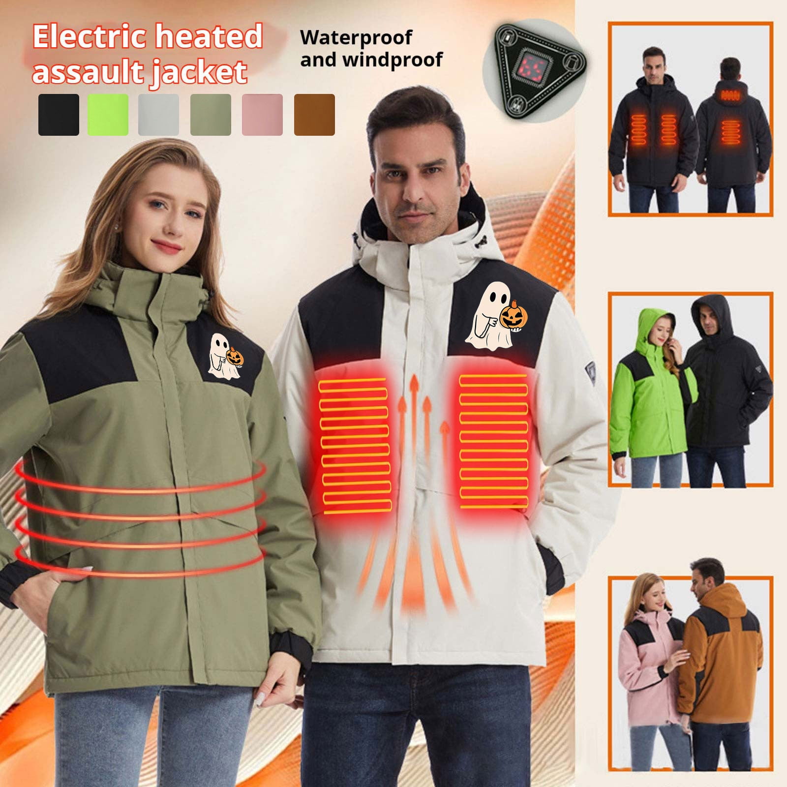 Jinhomg Electric Heated Jacket for Women Plus Size Comfy USB Electric ...