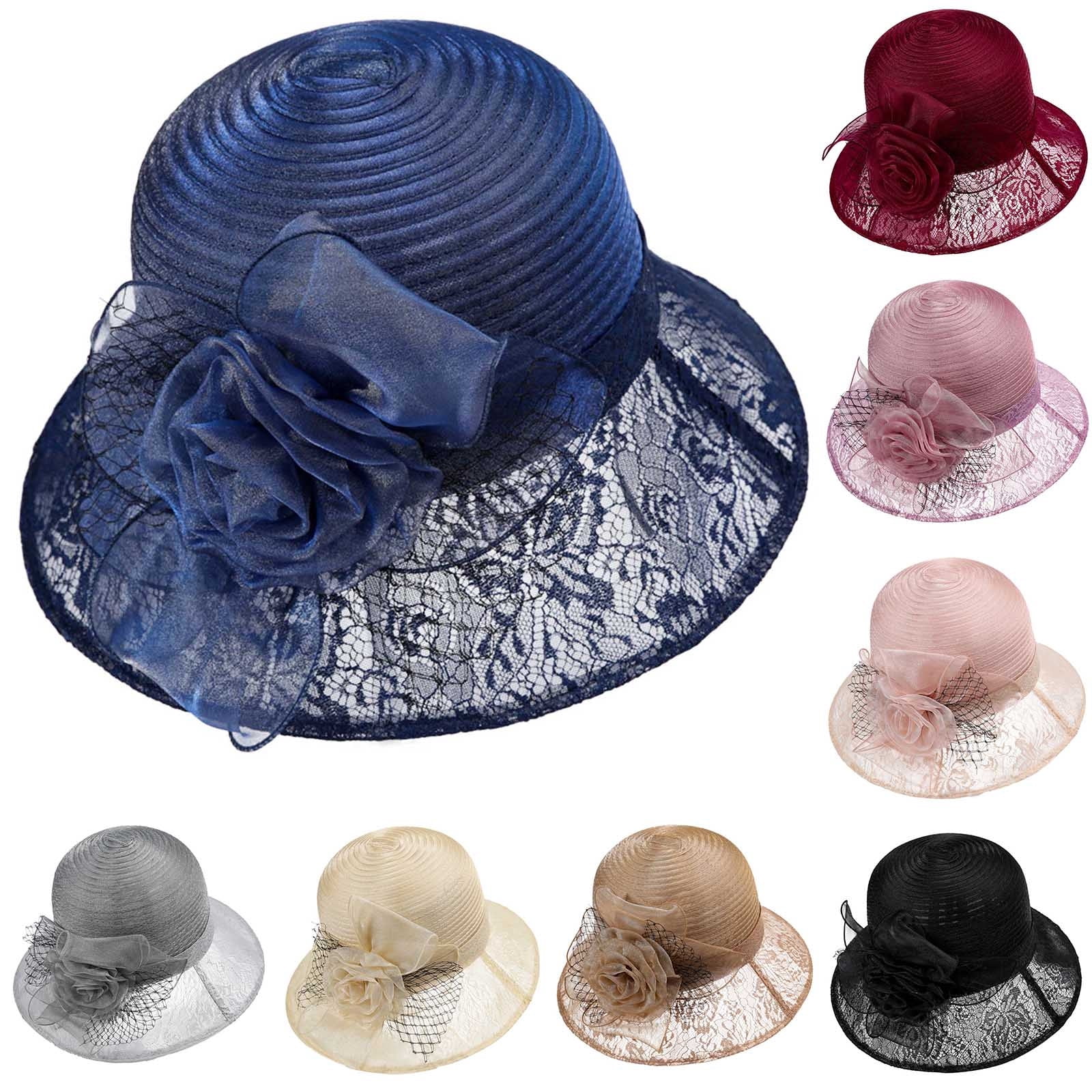 Jinhomg Fascinators Hats for Women Elegant Organza Floral Sun Hats ...
