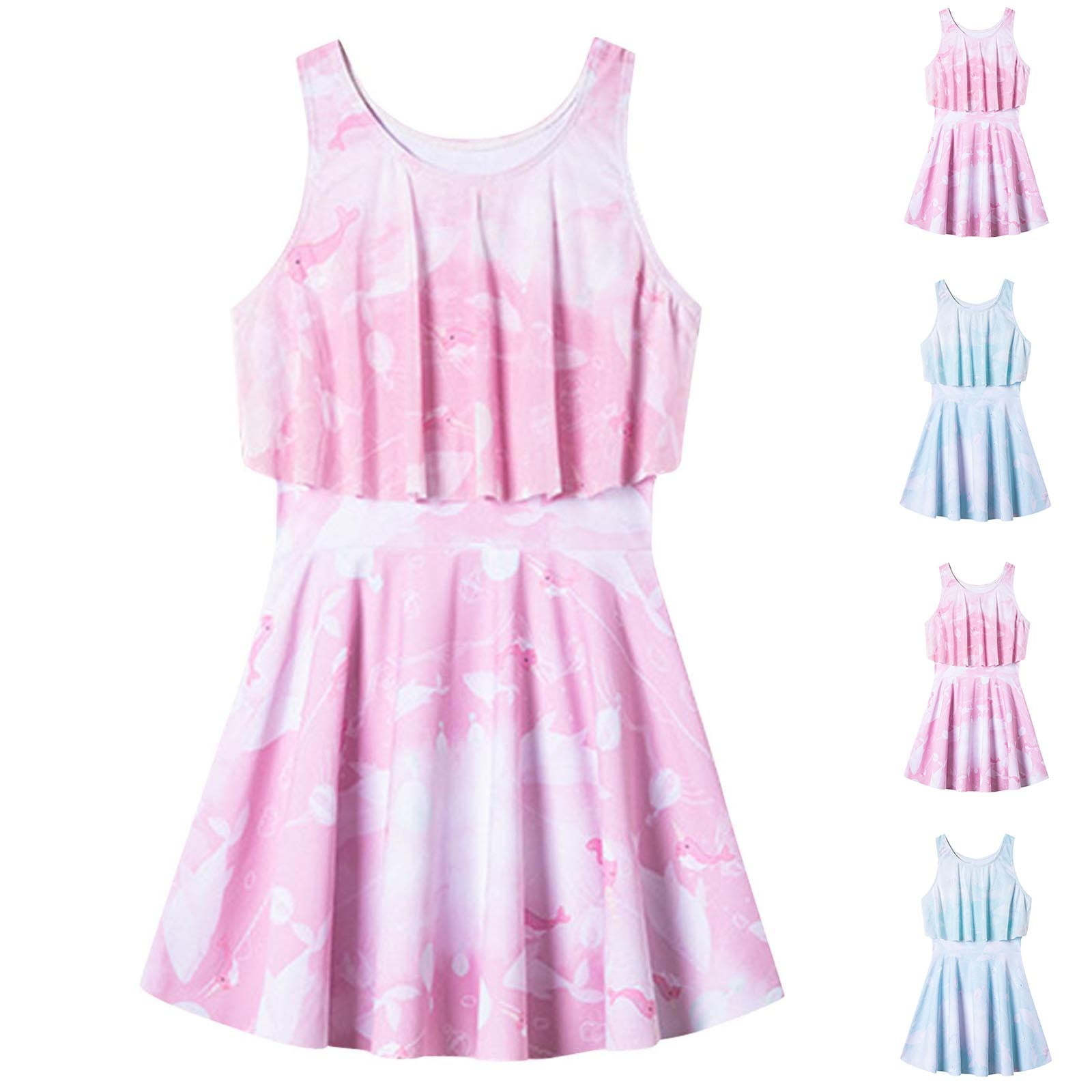 Jinhomg Fashion Swimsuits for Kids Girls 2 Piece Tie Dye Print Bathing Suits Cute Sleeveless ...