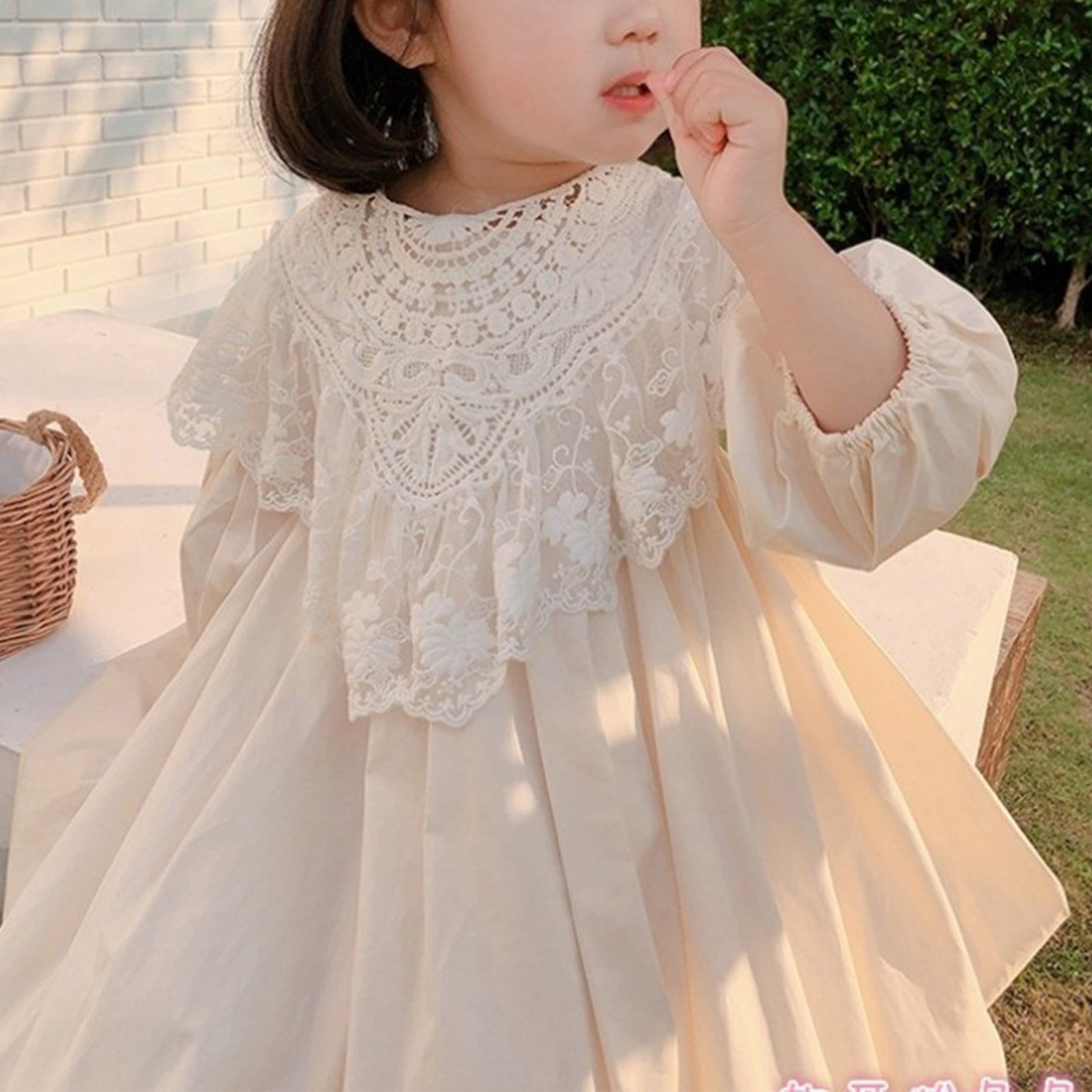 Jinhomg Flowy Dresses for Toddler Girl Elegant Floral Lace Puff Sleeve ...