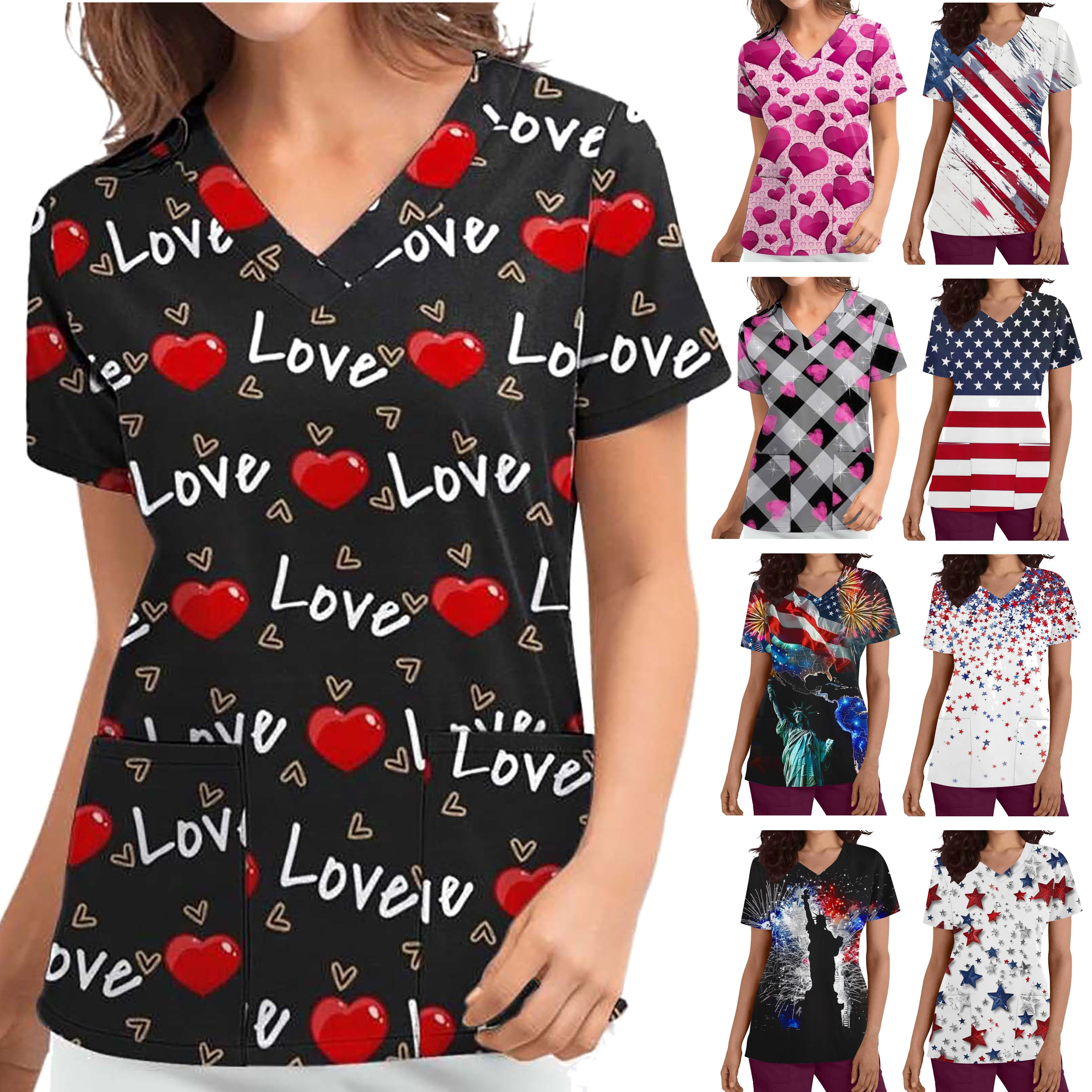 Jinhomg Fourth of July Nurse Shirts for Women Stars And Strpied ...