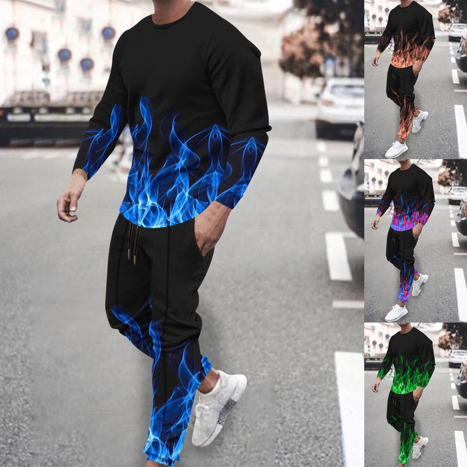 Jinhomg Funny Sweatsuit Men 2025 Novelty 3D Heart Print Tracksuits Big ...