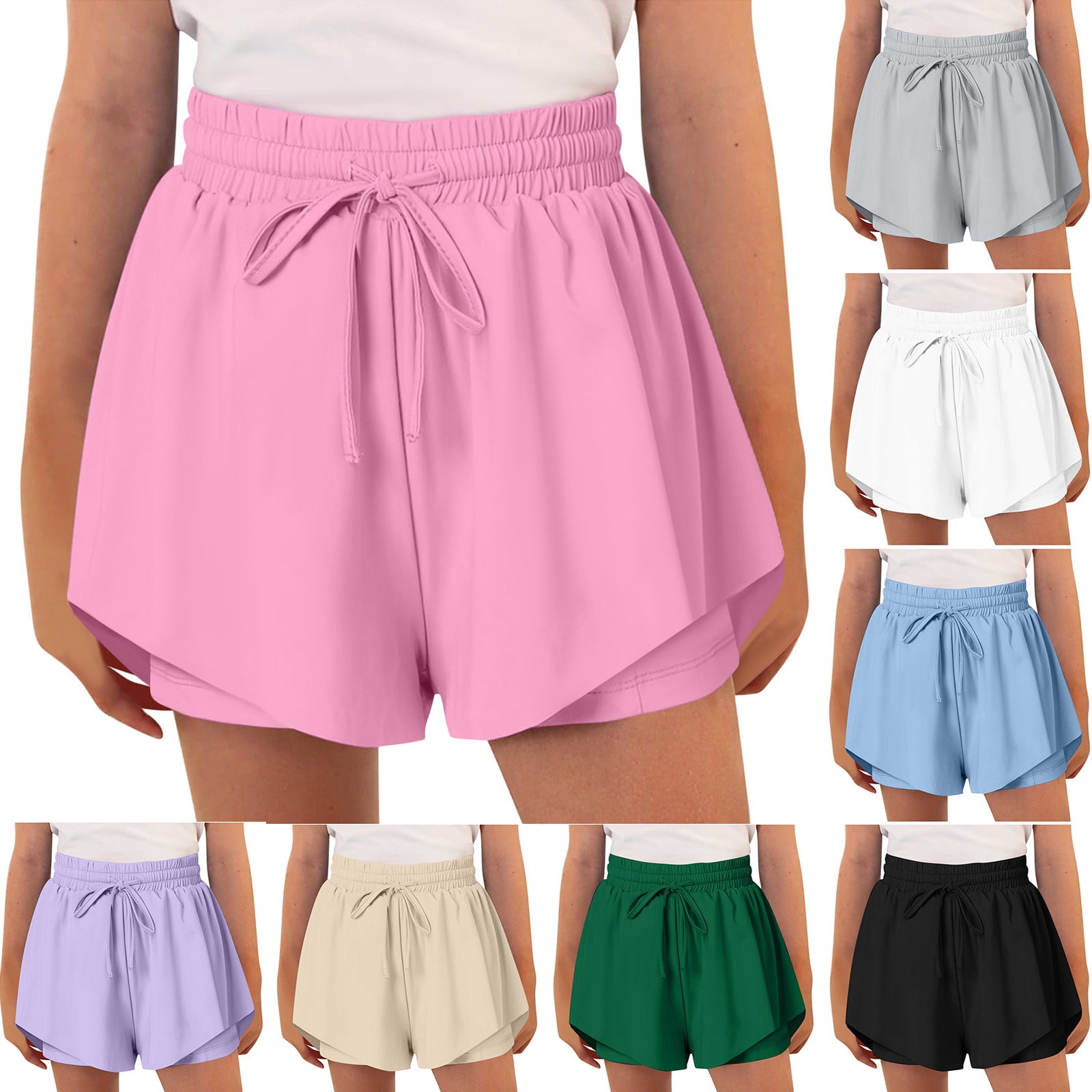 Jinhomg Girls Athletic Shorts Flowy 2 In 1 Outdoor Biker Shorts Toddler ...