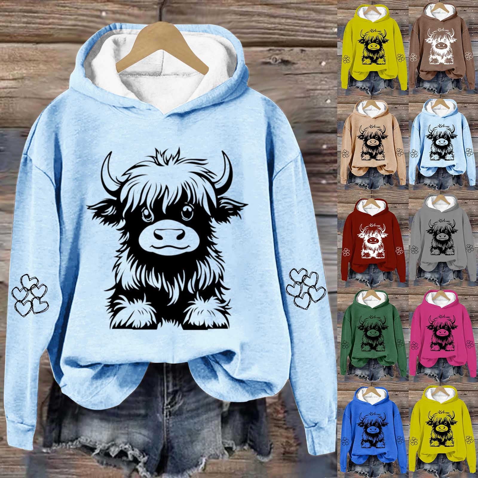 Jinhomg Girls Cute Cow Print Sweatshirt Long Sleeve Hoodie Pullover Tee ...