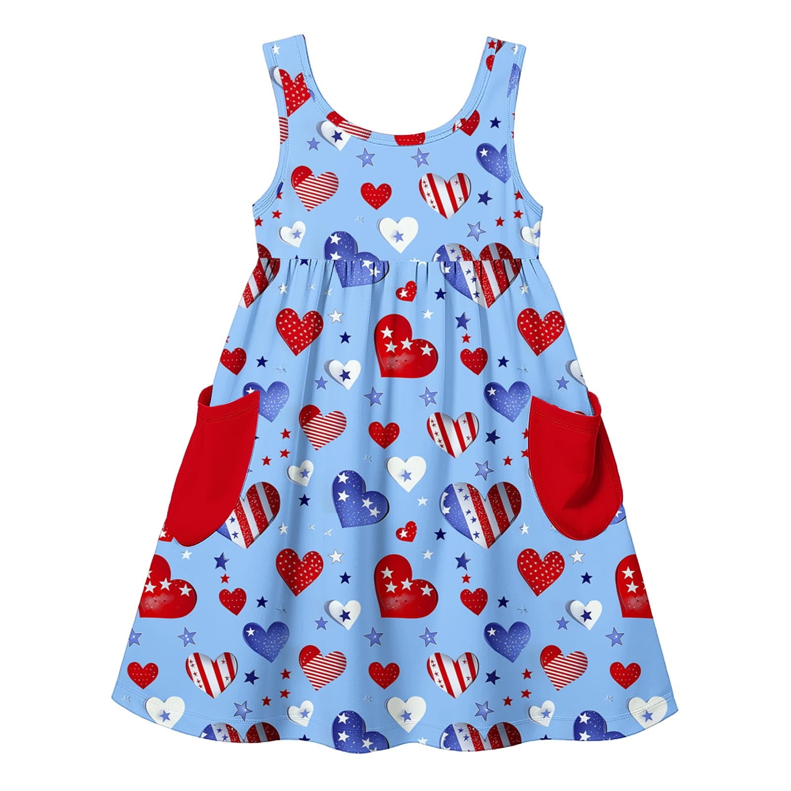 Jinhomg Girls Sleeveless Summer Dresses Fancy American Flag Graphic ...