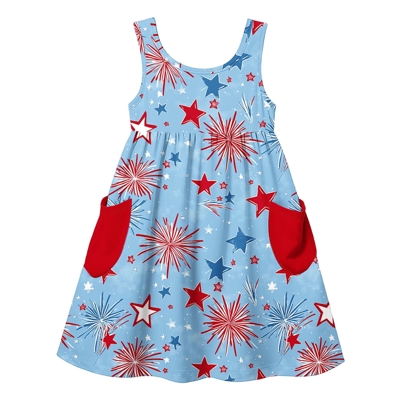 Jinhomg Girls Sleeveless Summer Dresses Fancy American Flag Graphic ...