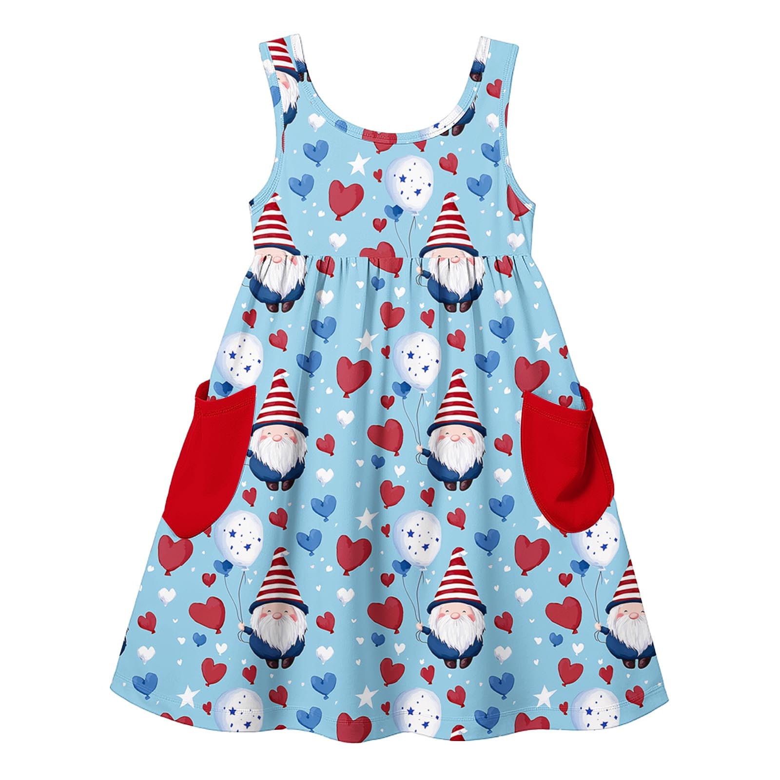 Jinhomg Girls Sleeveless Summer Dresses Fancy American Flag Graphic ...