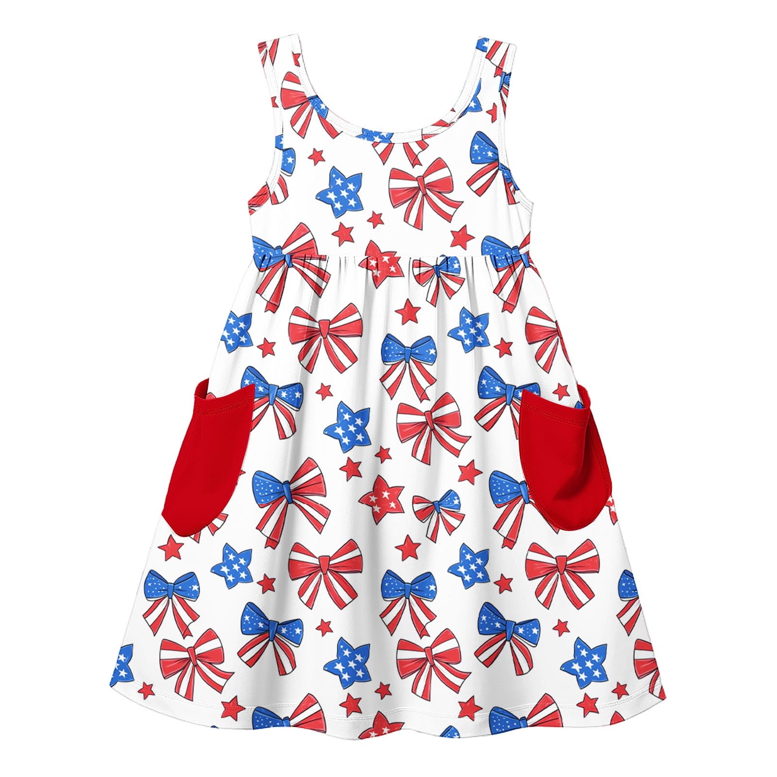 Jinhomg Girls Sleeveless Summer Dresses Fancy American Flag Graphic ...