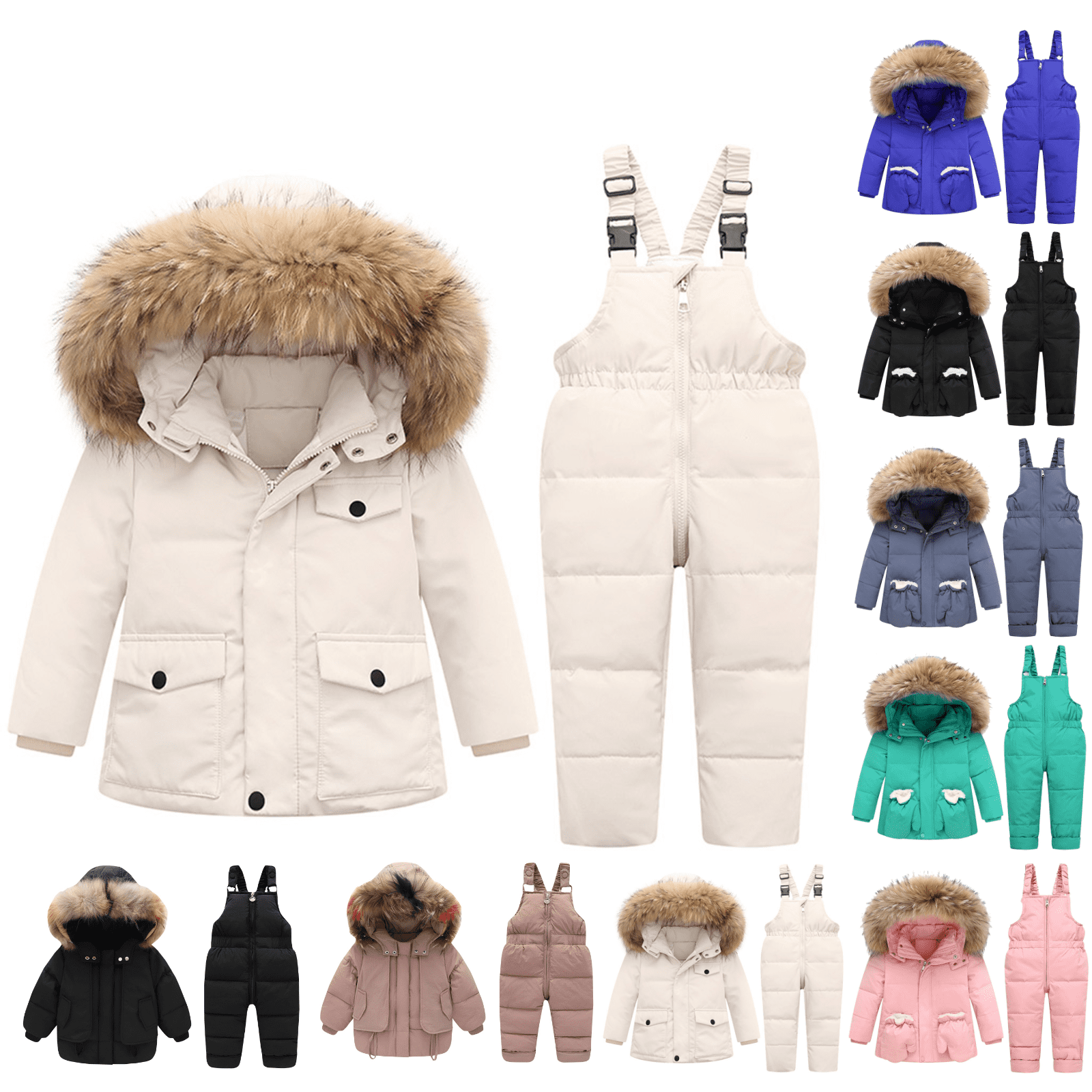 Jinhomg Girls Snow Suit Toddler Kids Warm Lightweight Down Jackets and ...