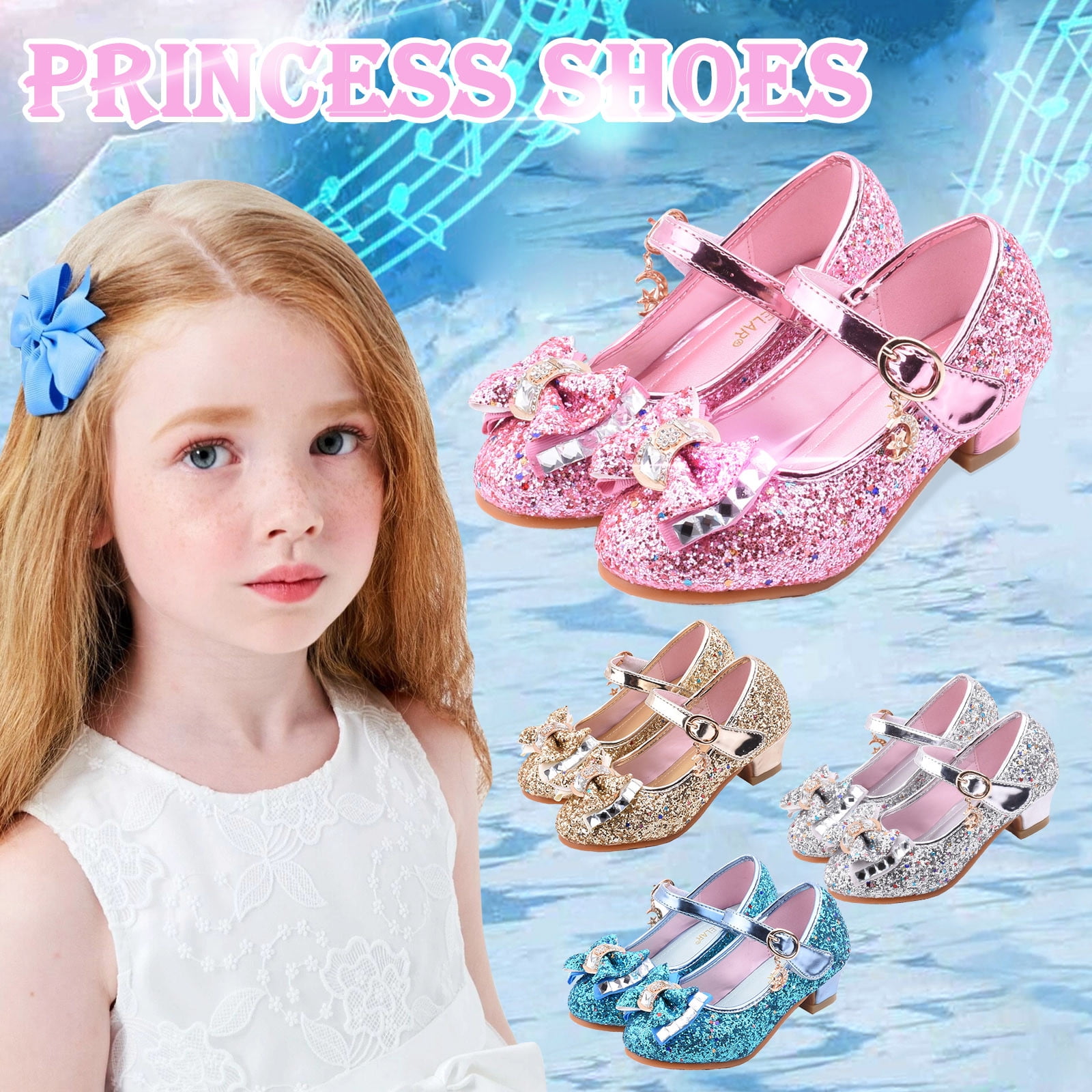 Jinhomg Girls Wedding Party Shoes Glitter Sparkle Rhinestones Dress ...