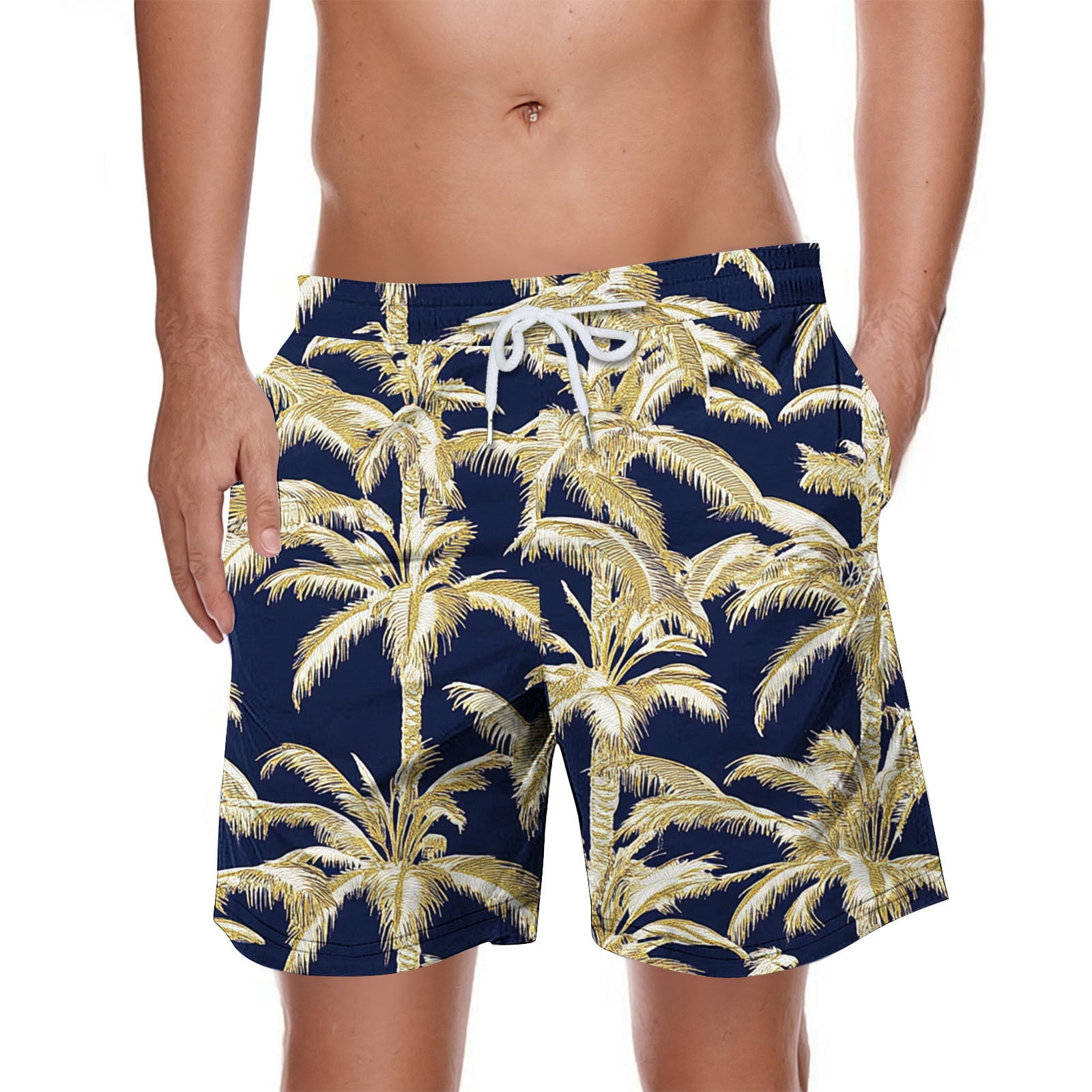 Jinhomg Hawaiian Beach Shorts for Men 2025 Trendy Tropical Palm Tree ...