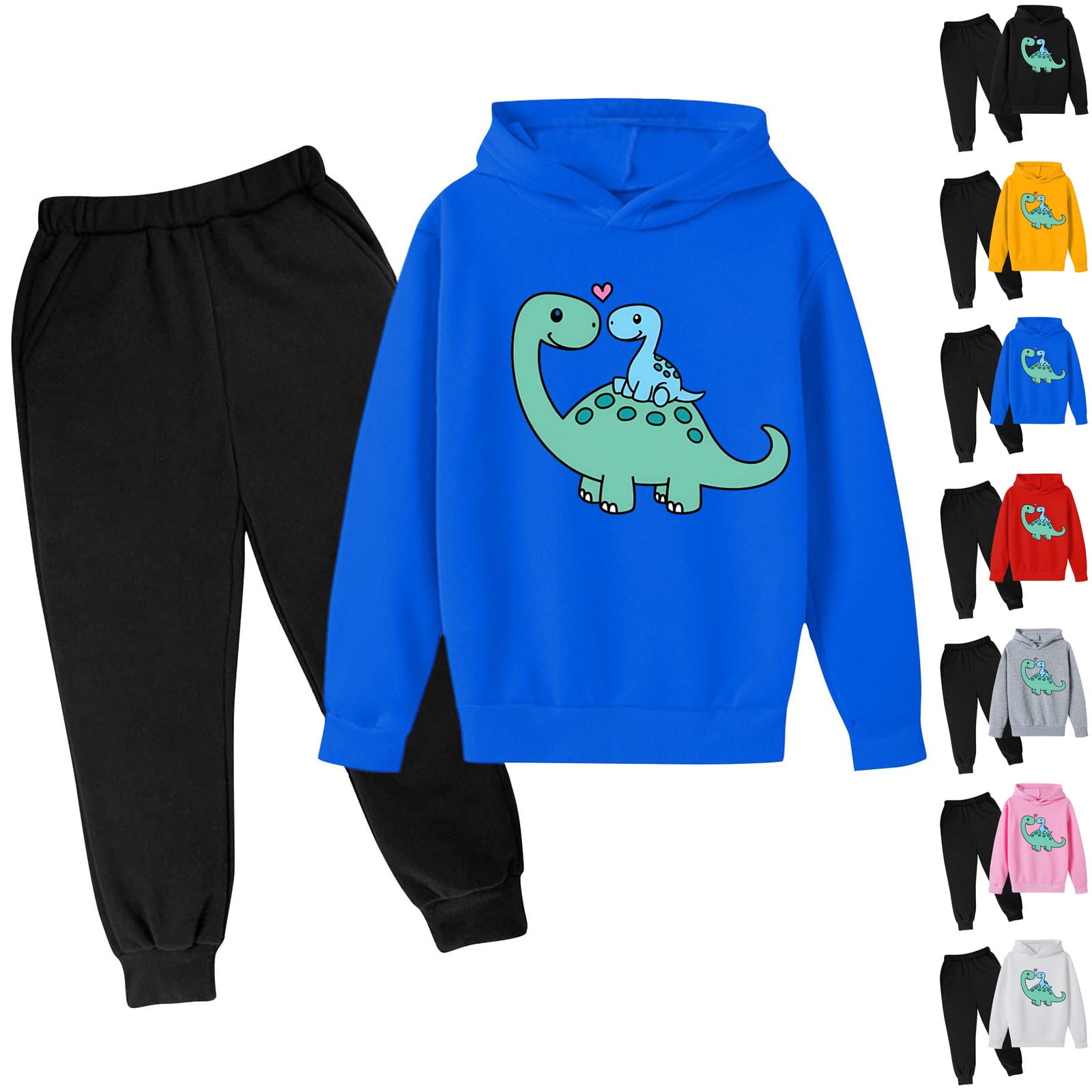 Jinhomg Kids 2 Piece Sweatsuits Cute Dinosaur Graphic Hooded Pullover ...