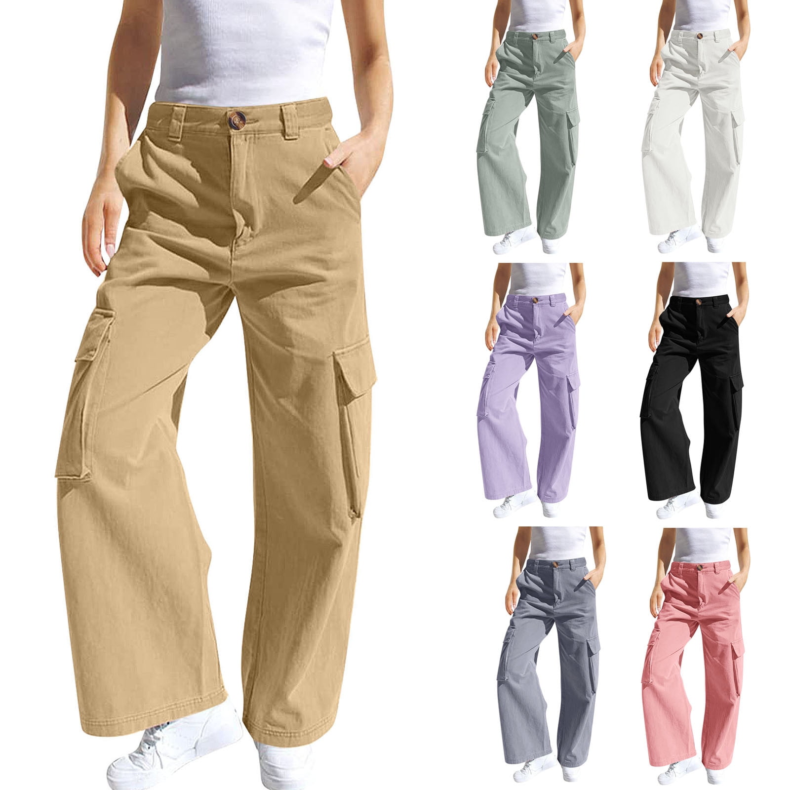 Jinhomg Kids Cargo Pants Boys Girls Casual Hiking Pants High Waisted ...