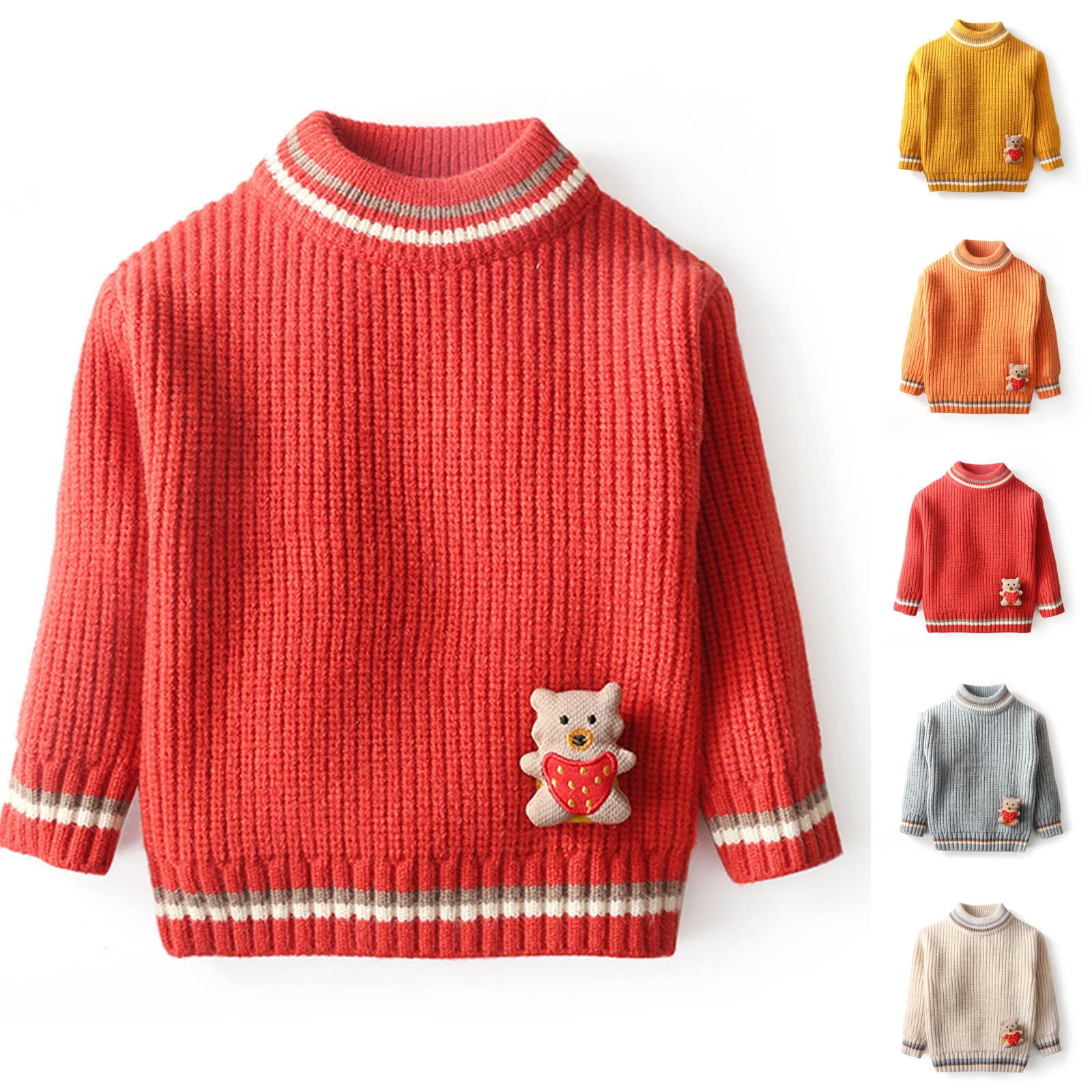 Jinhomg Kids Cotton Knitted Sweaters Toddler Comfy Long Sleeve Pullover ...