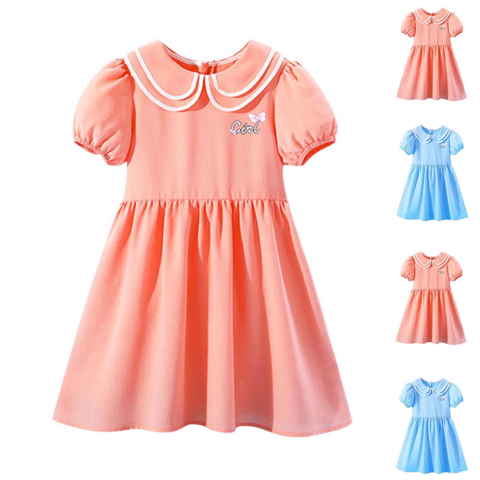 Jinhomg Kids Cotton Summer Dresses Cute Cartoon Graphic Pleated Dress ...