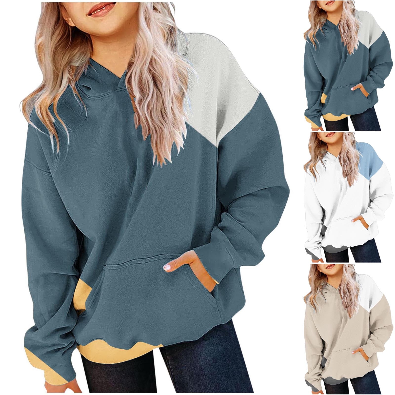 Jinhomg Kids Fall Sweatshirts Trendy Long Sleeve Color Block Hoodies ...